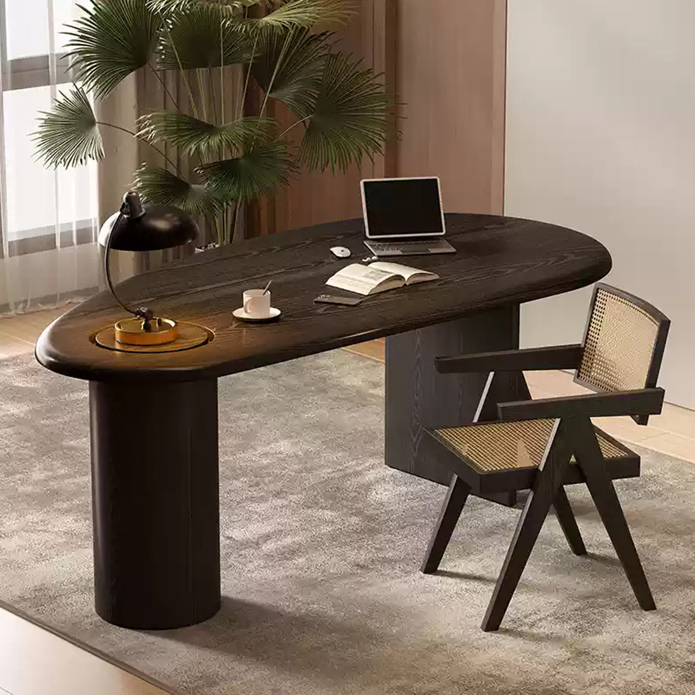 Isla Hopping Black Novelty Giant Pine Solid Wood Writing Desk | Wayfair