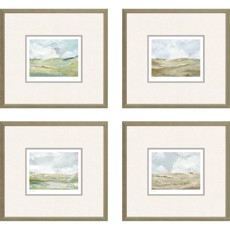 HomeRoots Set Of Four Afternoon Gold Framed Print Wall Art | Wayfair