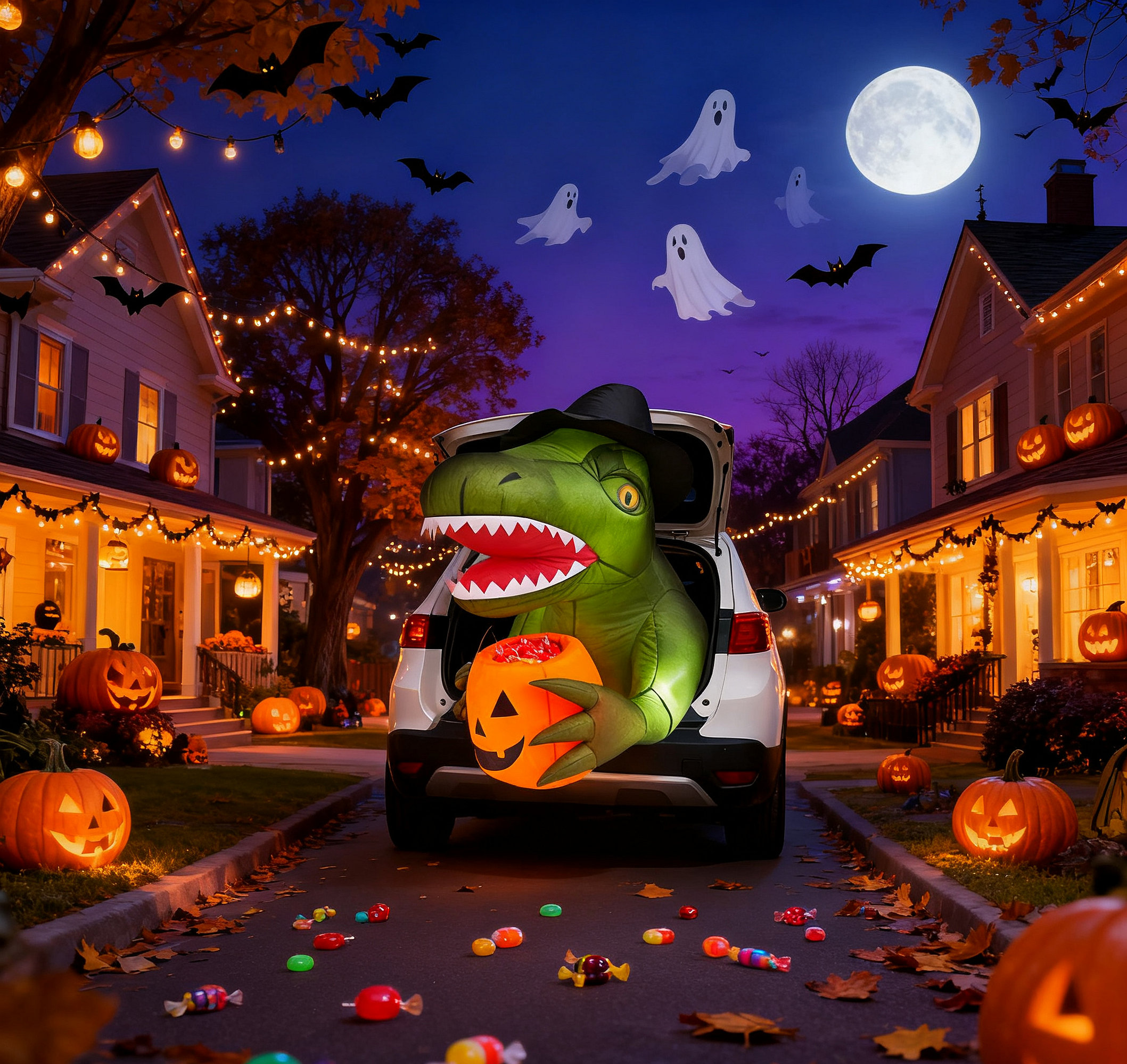 The Holiday Aisle® 3.44FT Trunk Or Treat Inflatable Dinosaur?Quick ...