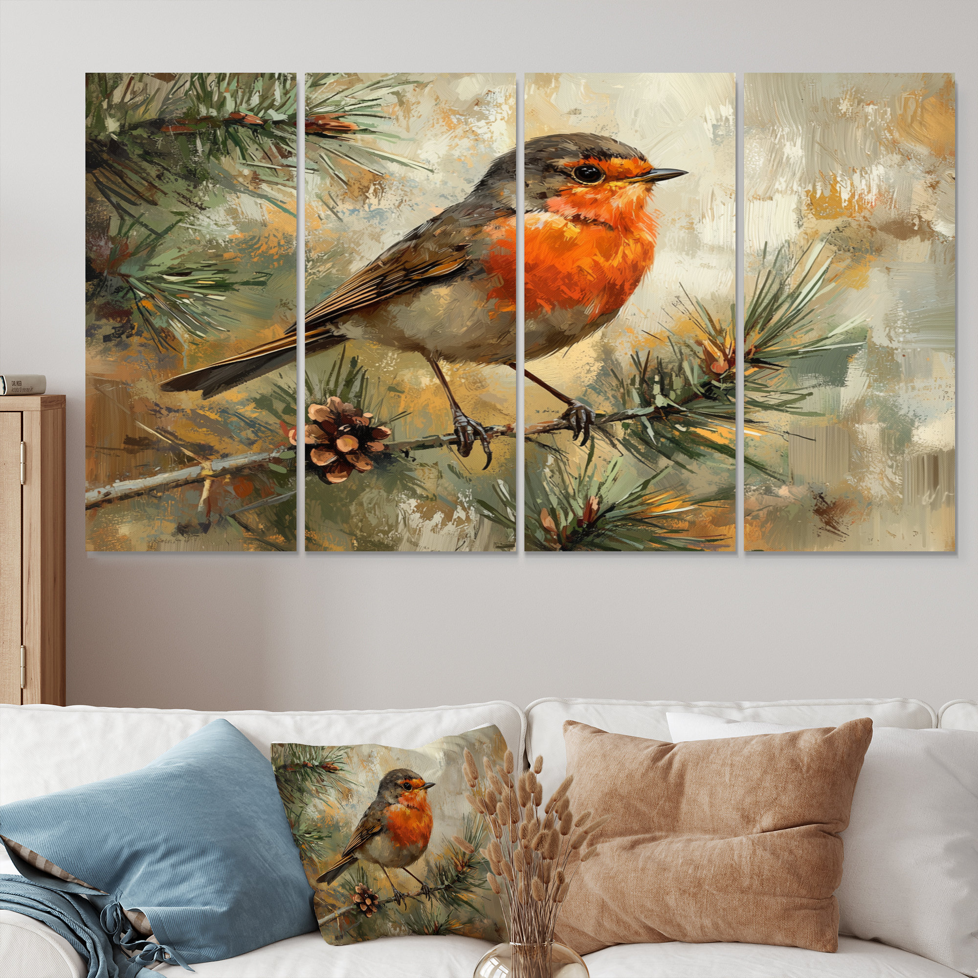 Red Barrel Studio® Robin Bird In The Pine Canopy II - Bird Wall Art ...