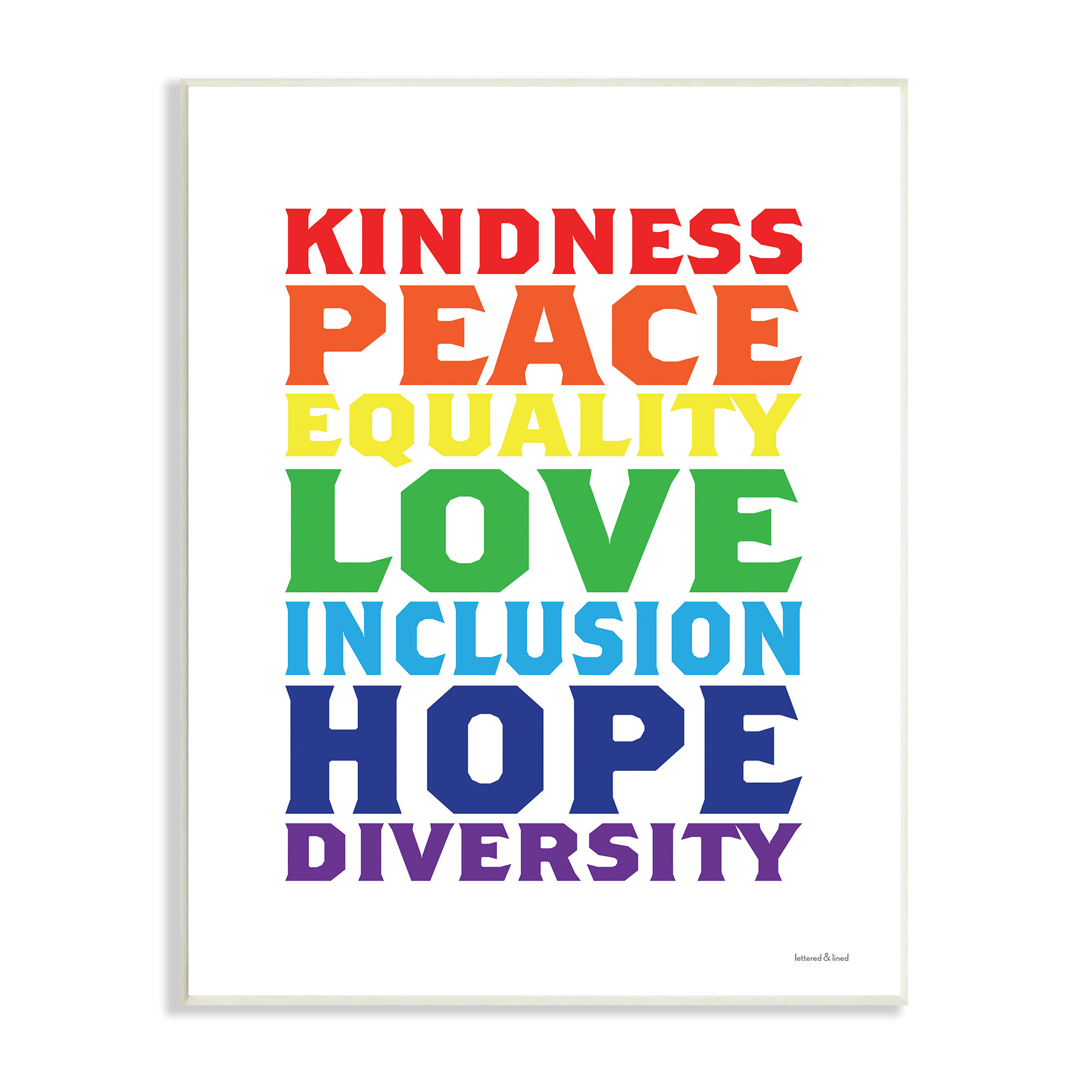 Stupell Industries Kindness Peace Equality Phrases Rainbow Inclusive ...