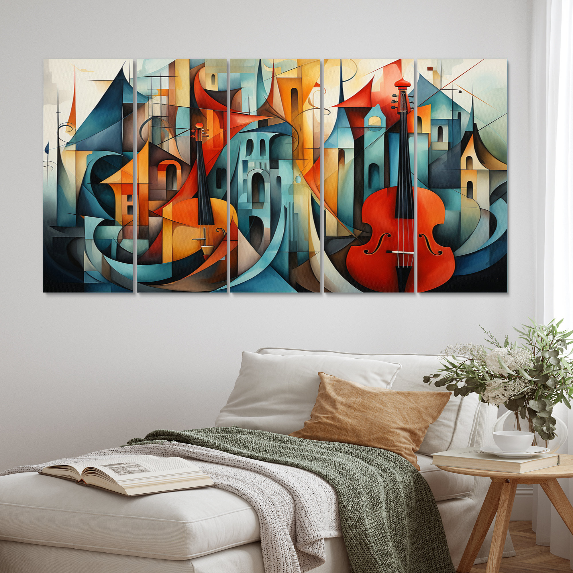 Design Art Cubism Music Forms III - Cubism Wall Art Living Room - 5 ...