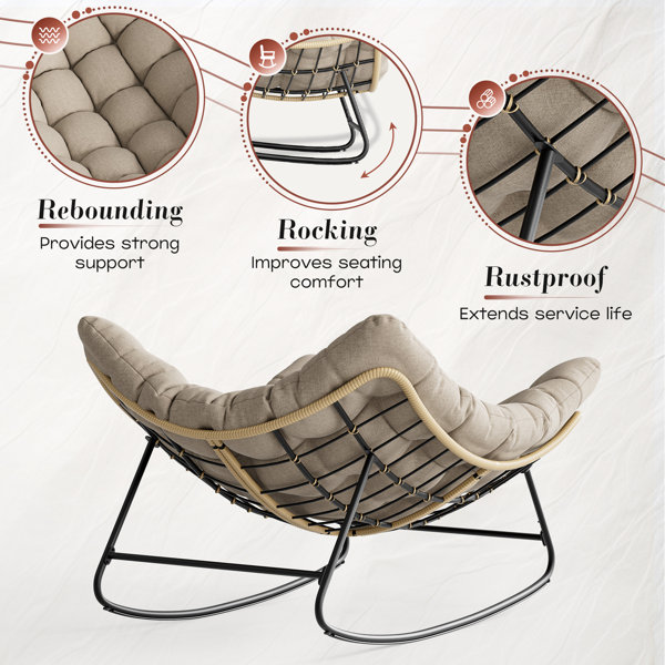 Latitude Run® Nechuma Upholstered Papson Rocking Chair, Egg-shaped ...