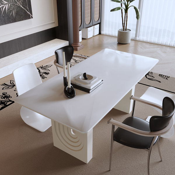 Latitude Run® Emeterio 62.99-Inch Modern Elegant White Sintered Stone ...