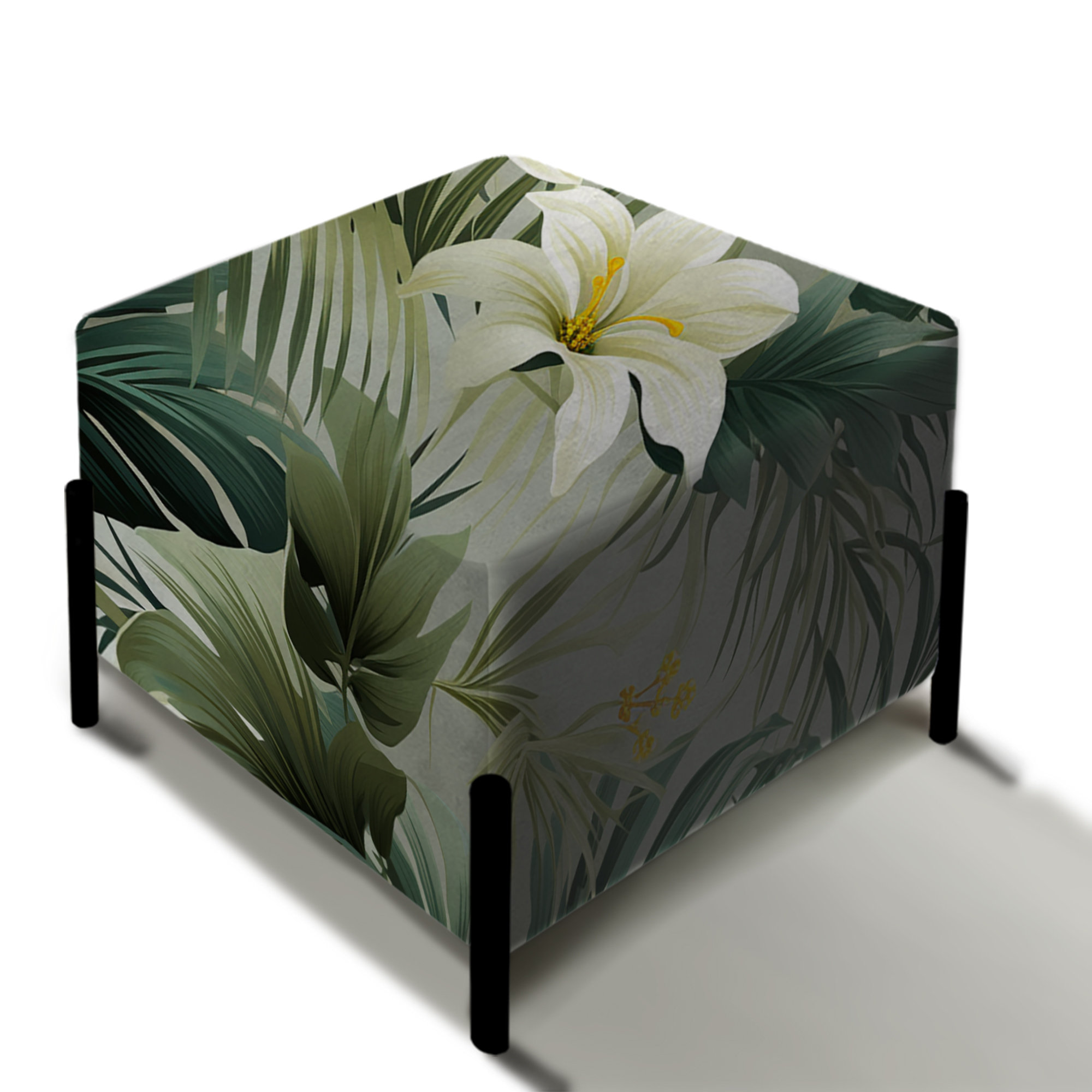 Design Art Subdued Tropics Tropical Pattern - Tropical Square Ottoman ...