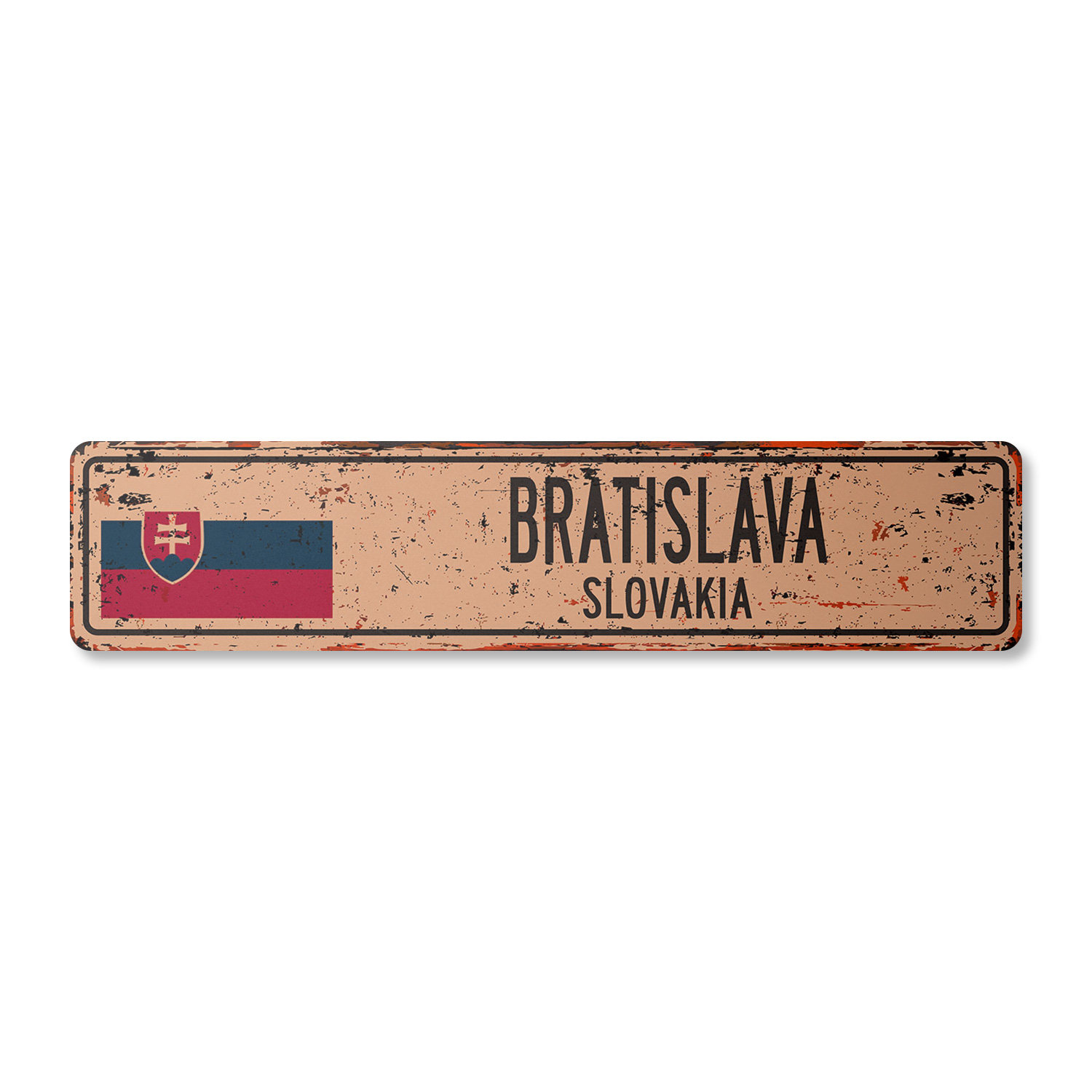 SignMission BRATISLAVA SLOVAKIA Vintage Aluminum Street Sign Slovak ...