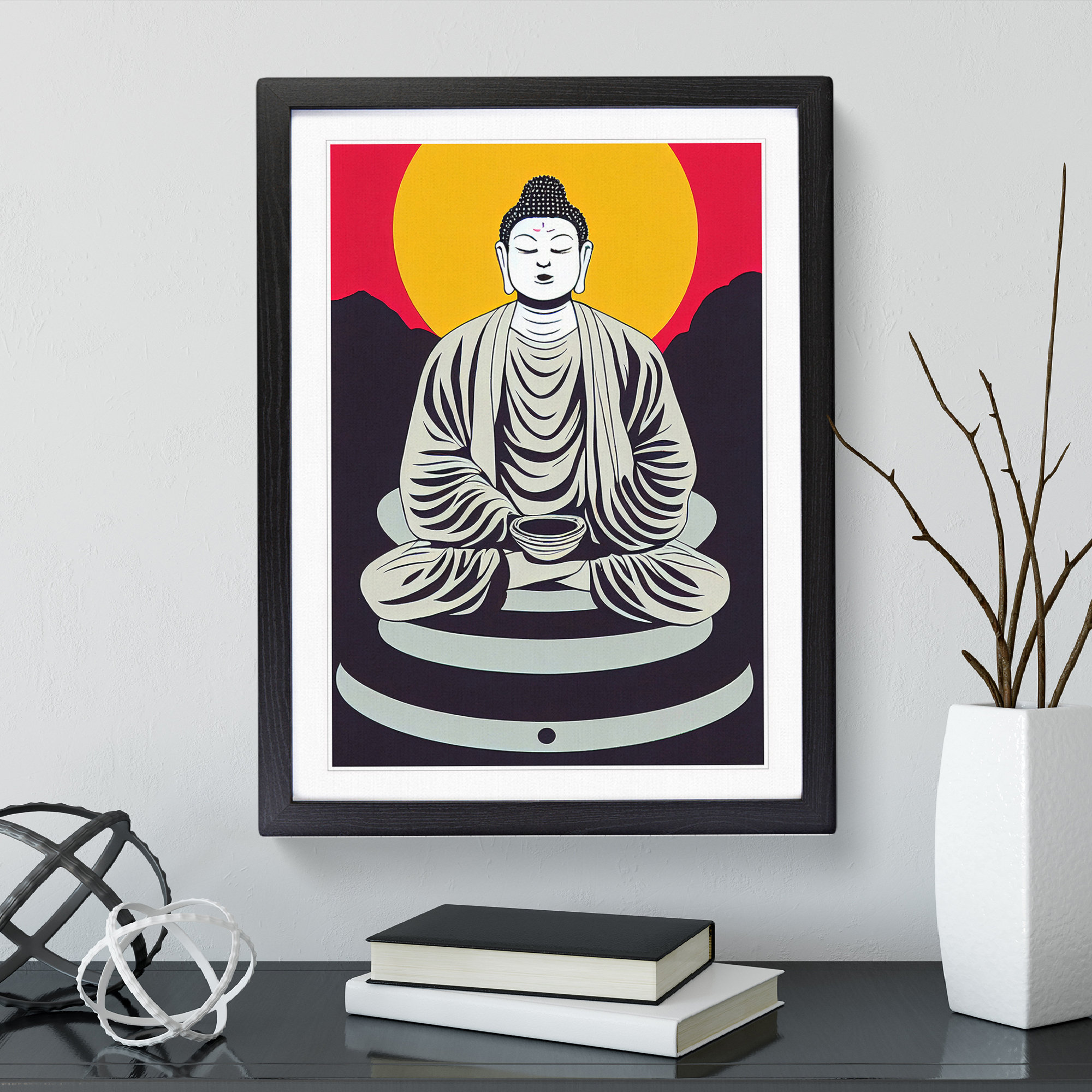 Latitude Vive Buddha by Setting Sun - Picture Frame Graphic Art ...