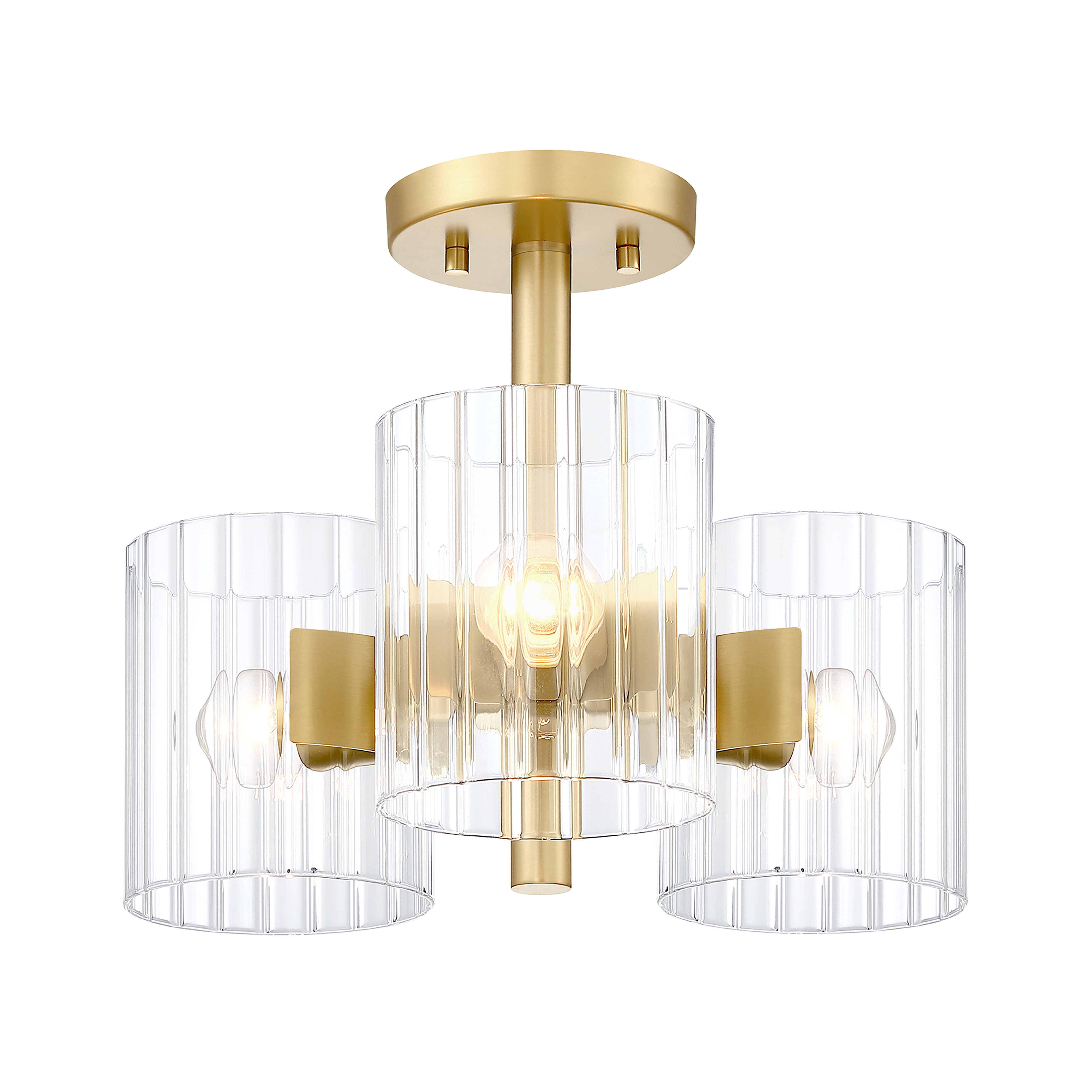 Mercer41 Aries 3-Light 15-In Brushed Gold Semi-Flush Mount & Reviews ...