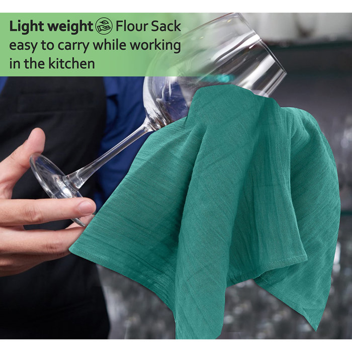 Ruvanti 100% Cotton Solid Flour Sack Dishcloth Kitchen Towels Set for ...