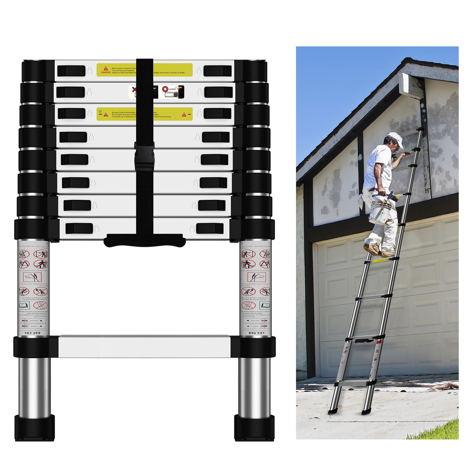 WFX Utility™ Telescoping Ladder,12.5 FT Aluminum Extension Ladder ...