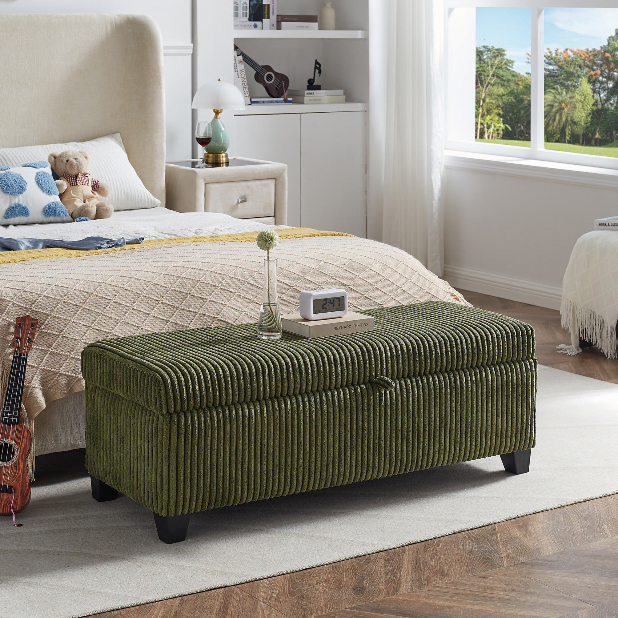 Ebern Designs Upholstered Storage Bench with Wood Legs - Wayfair Canada