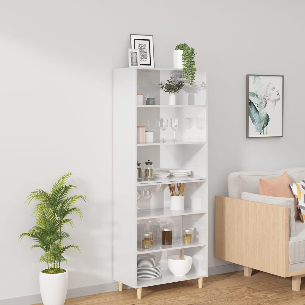 Wrought Studio™ Highboard High Gloss White Engineered Wood Tall ...
