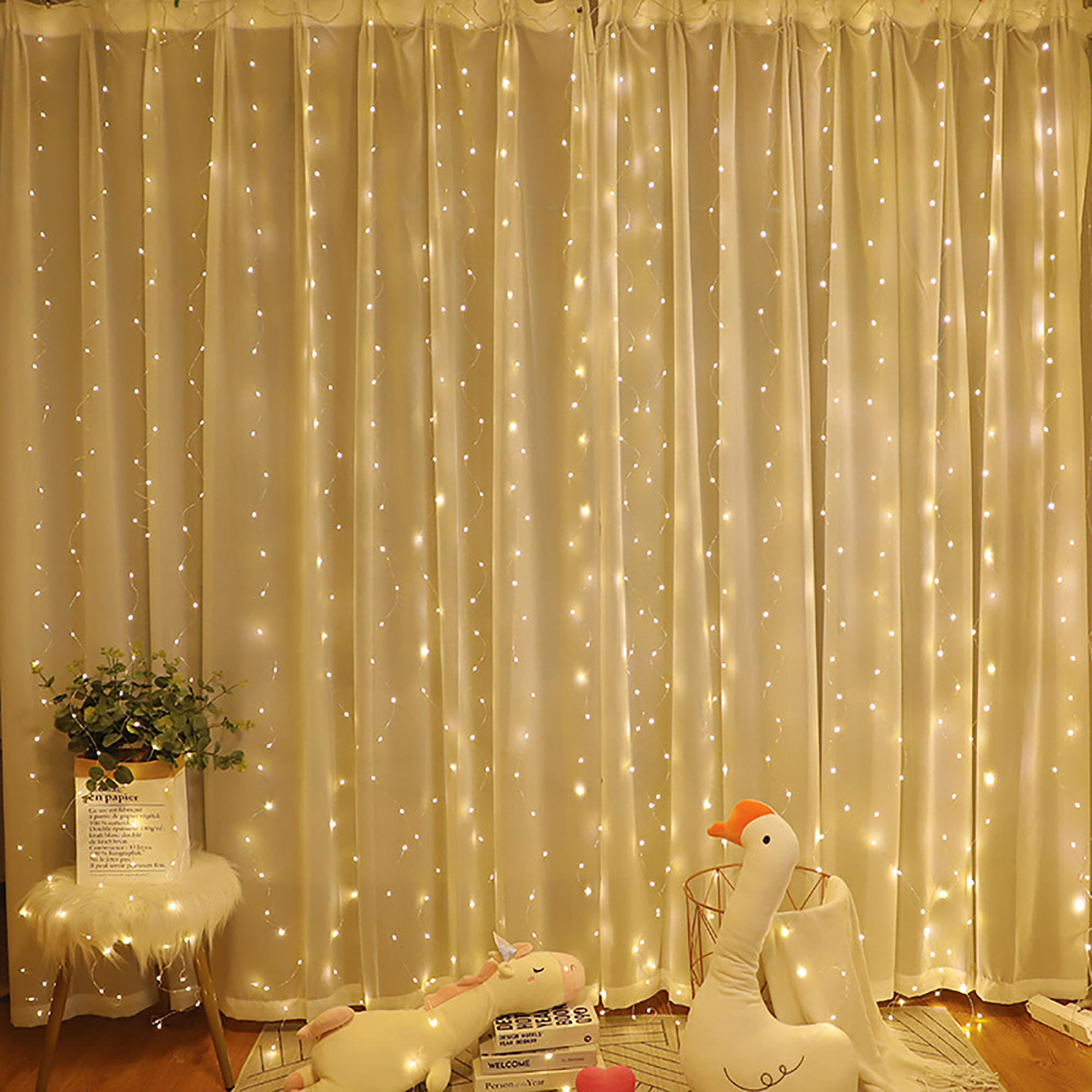 The Holiday Aisle® Jahmell Remote Controlled LED Christmas Curtain ...