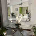 Everly Quinn Amla 47.25" Mirrored Glass Console Table Entryway Living ...