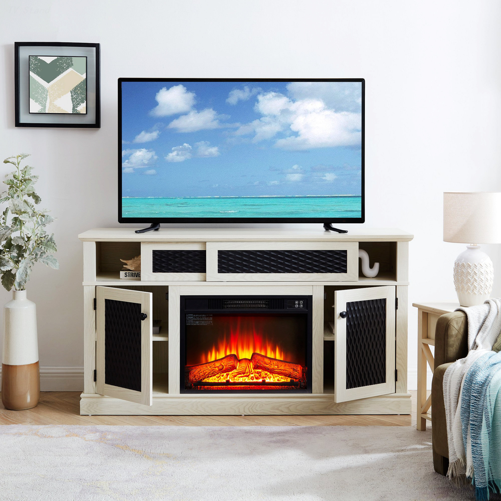 Lark Manor™ TV Stand With Fireplace Insert For Living Room, Minimalist ...