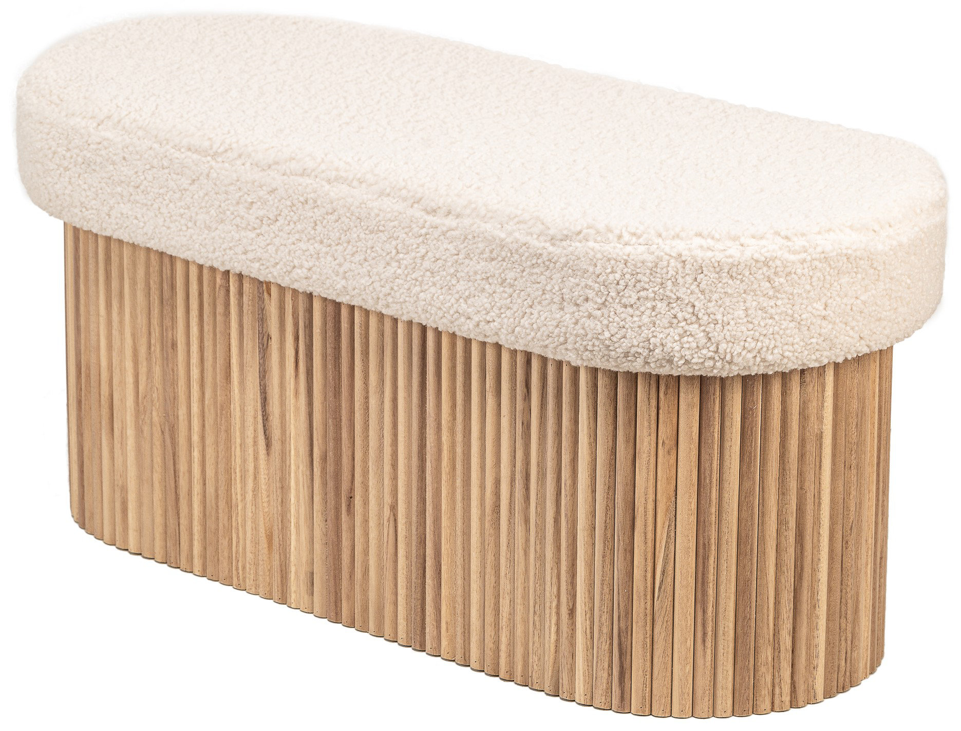 Ebern Designs Aguirre White Bouclé Storage Bench | Wayfair