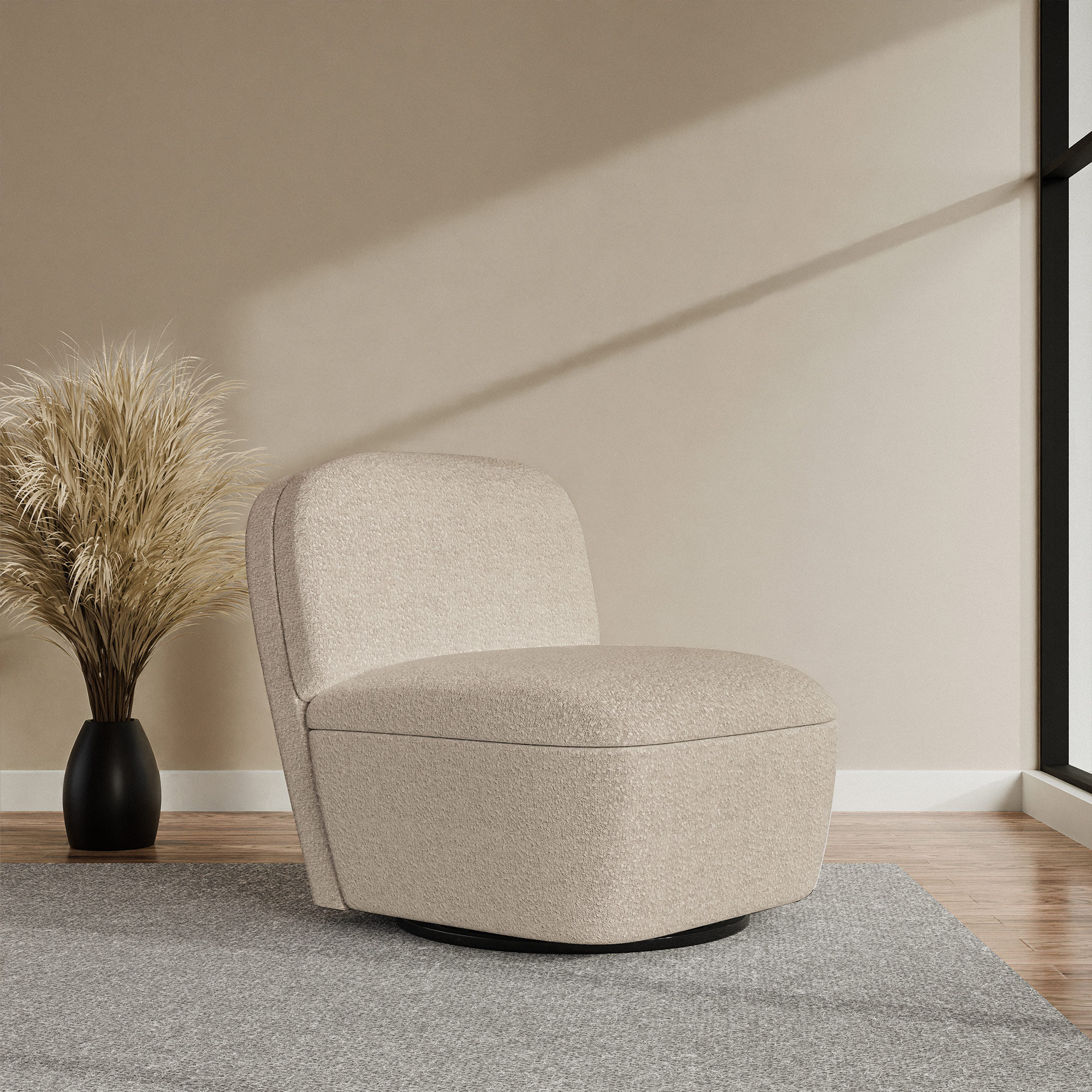 Latitude Run® Upholstered 360-Degree Swivel Accent Chair with Hidden ...