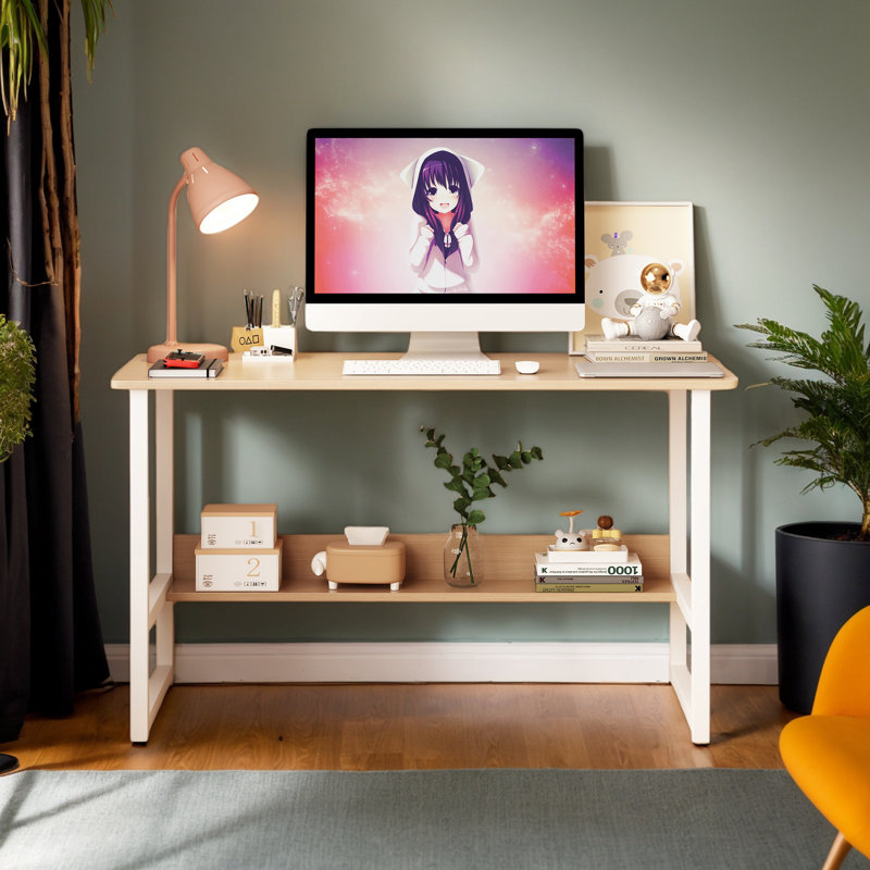 Ebern Designs Modern Home Office Computer Desk With Bookshelf And ...