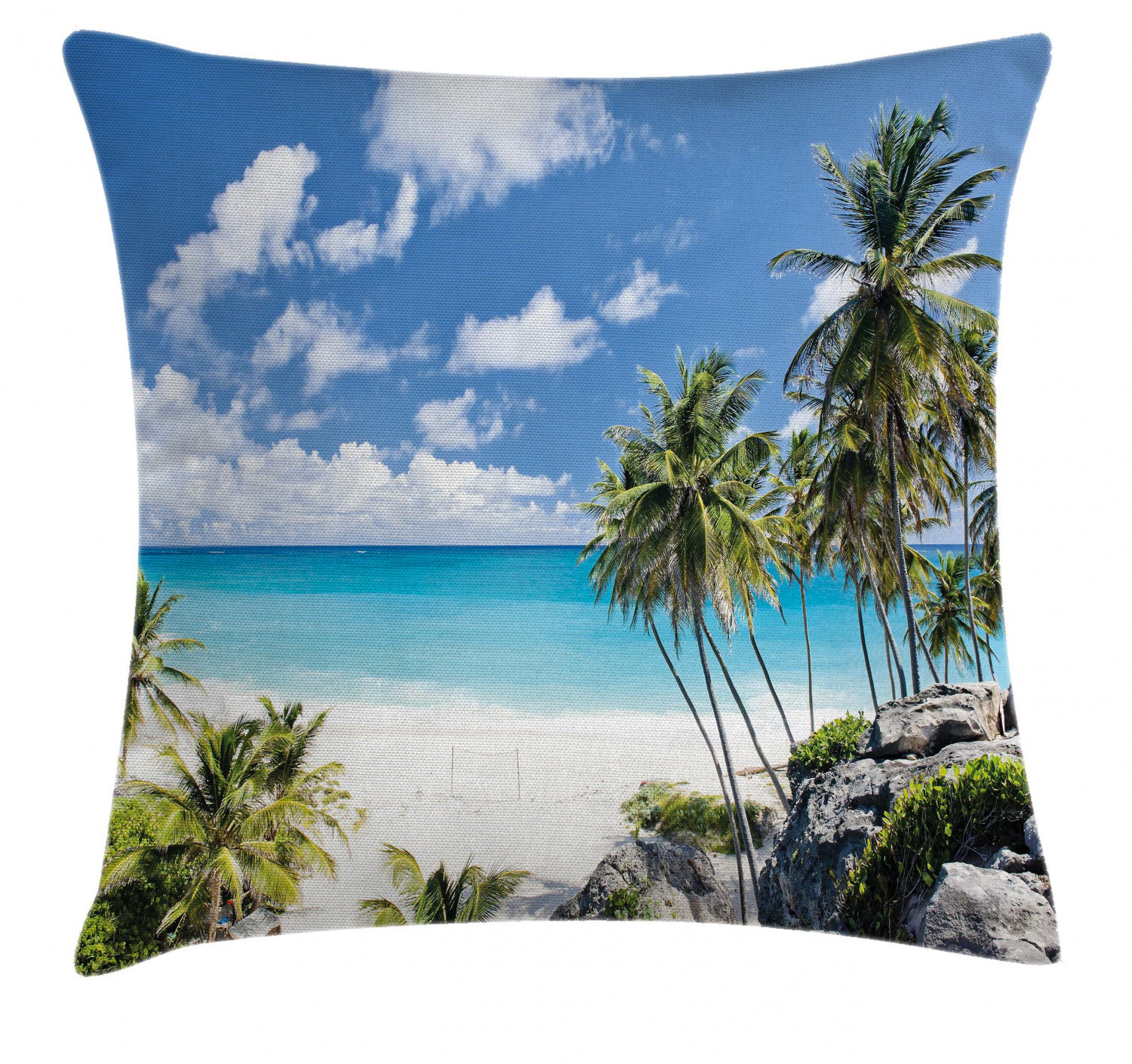 Ambesonne Bottom Bay Barbados Beach Tropical Palms Indoor / Outdoor 36 ...