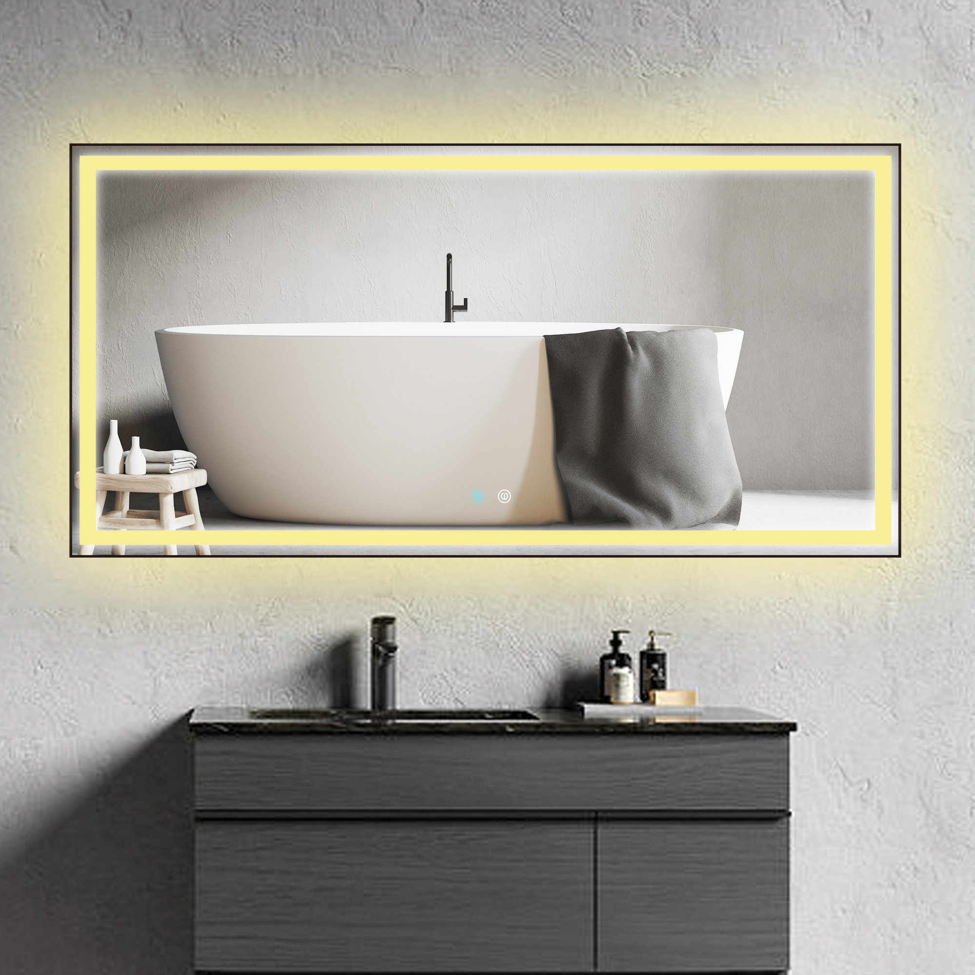 Brayden Studio® Chanett Rectangle LED Bathroom Mirror with Lights ...