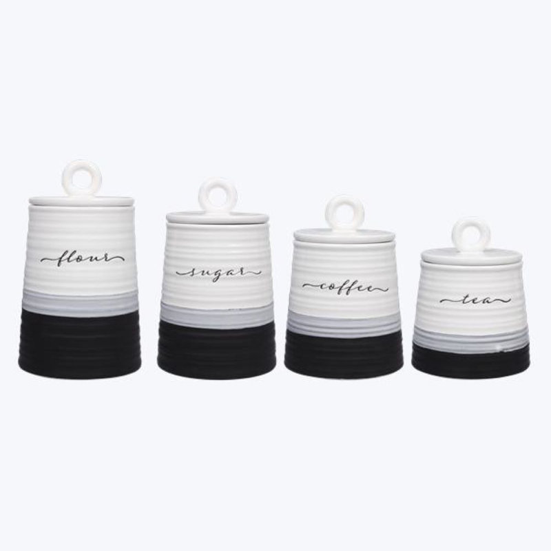 Love Happy Creations LLC Rustic Modern Ceramic Canister, 4 Pcs/set ...