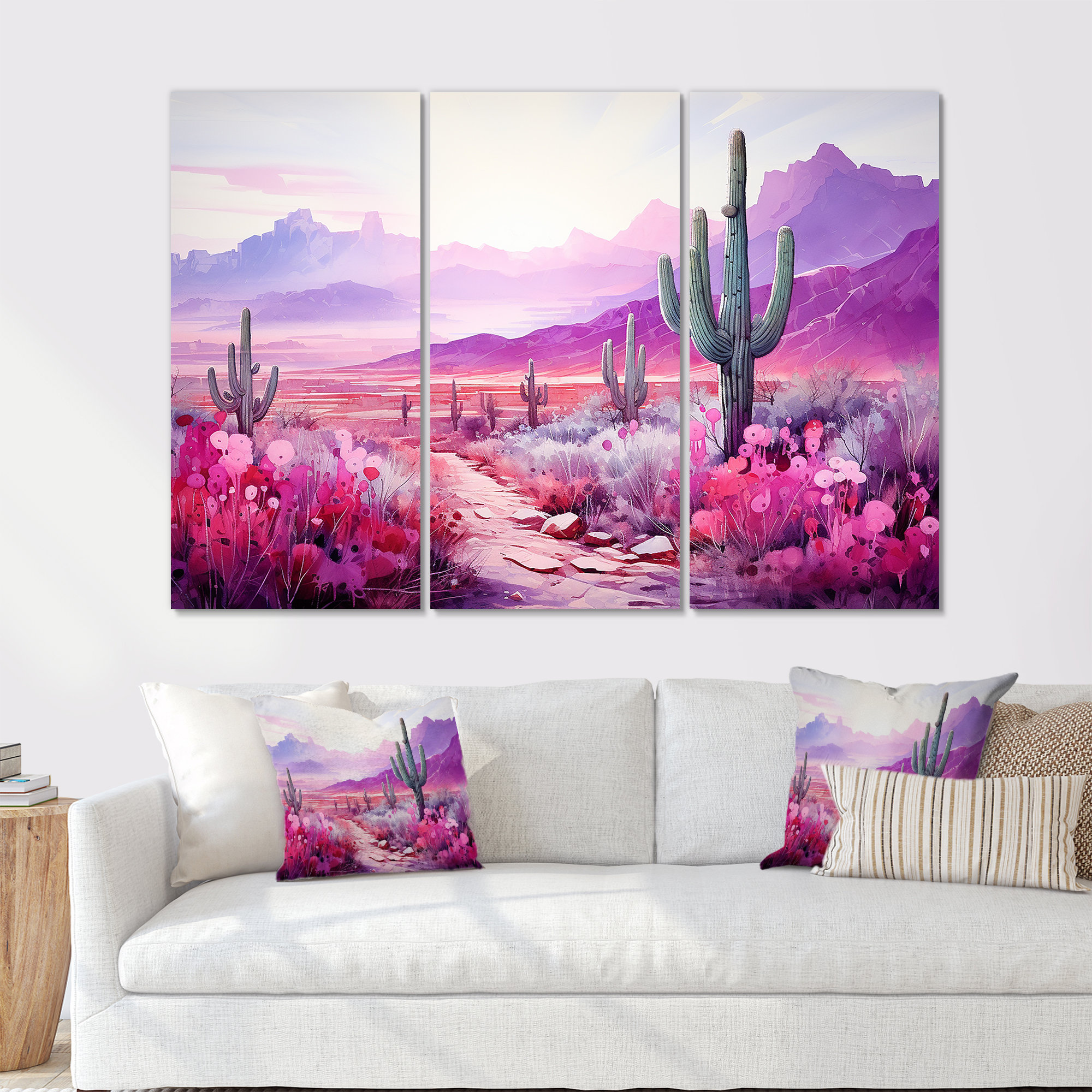 Loon Peak® Cactus Magenta Mirage - Floral Cactus Canvas Art Set | Wayfair