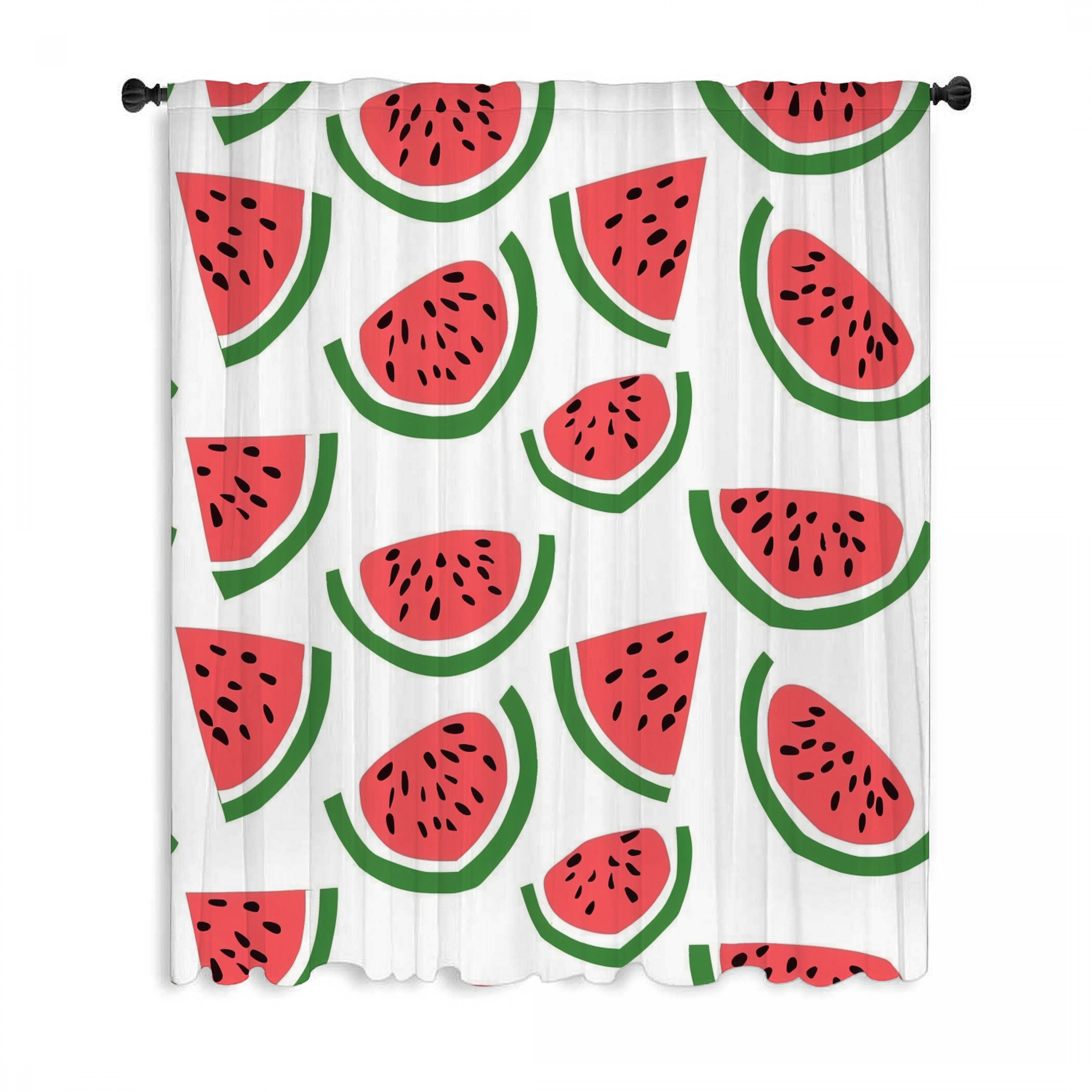Orren Ellis Watermelon Window Curtains, Fruit Blockout & Sheer Curtains ...