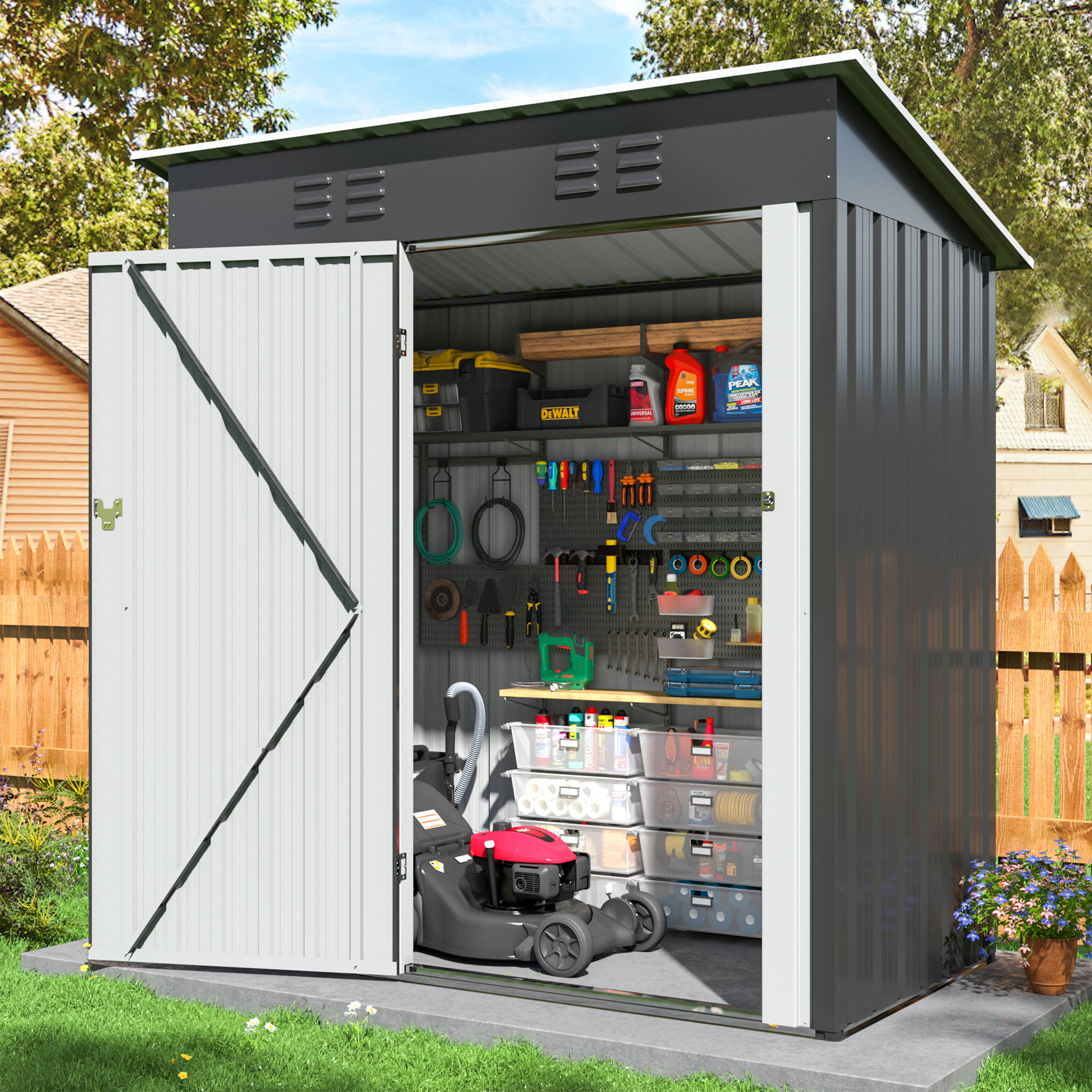 Polar Aurora 5 ft. W x 3 ft. D Metal Lean-To Tool Shed | Wayfair