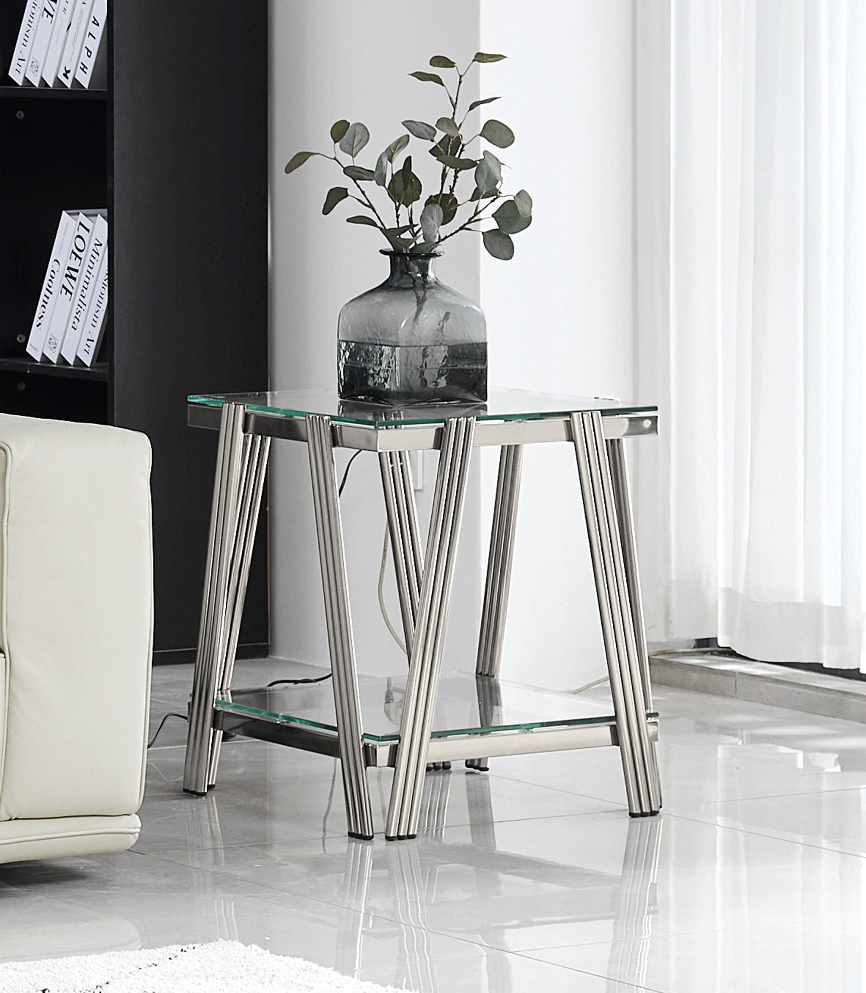 Wrought Studio™ 20" Square Stainless Steel End Table, Double-Layer ...