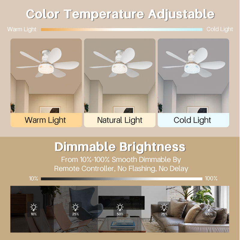 Ebern Designs Balcony E26 Socket Ceiling Fan With Light | Wayfair