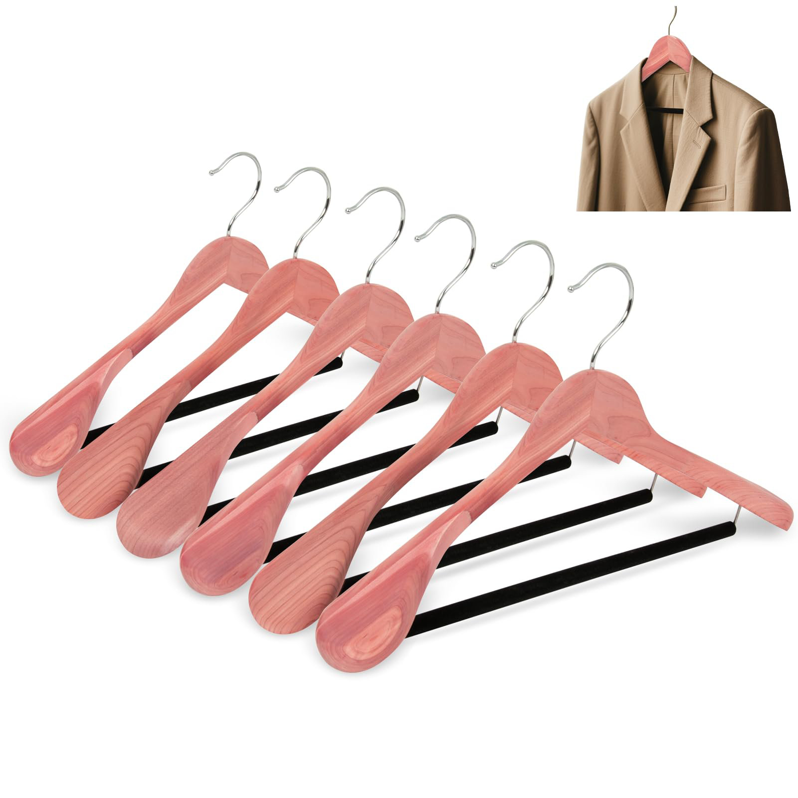Rebrilliant Heavy Duty American Red Cedar Wooden Hangers, Extra Wide ...