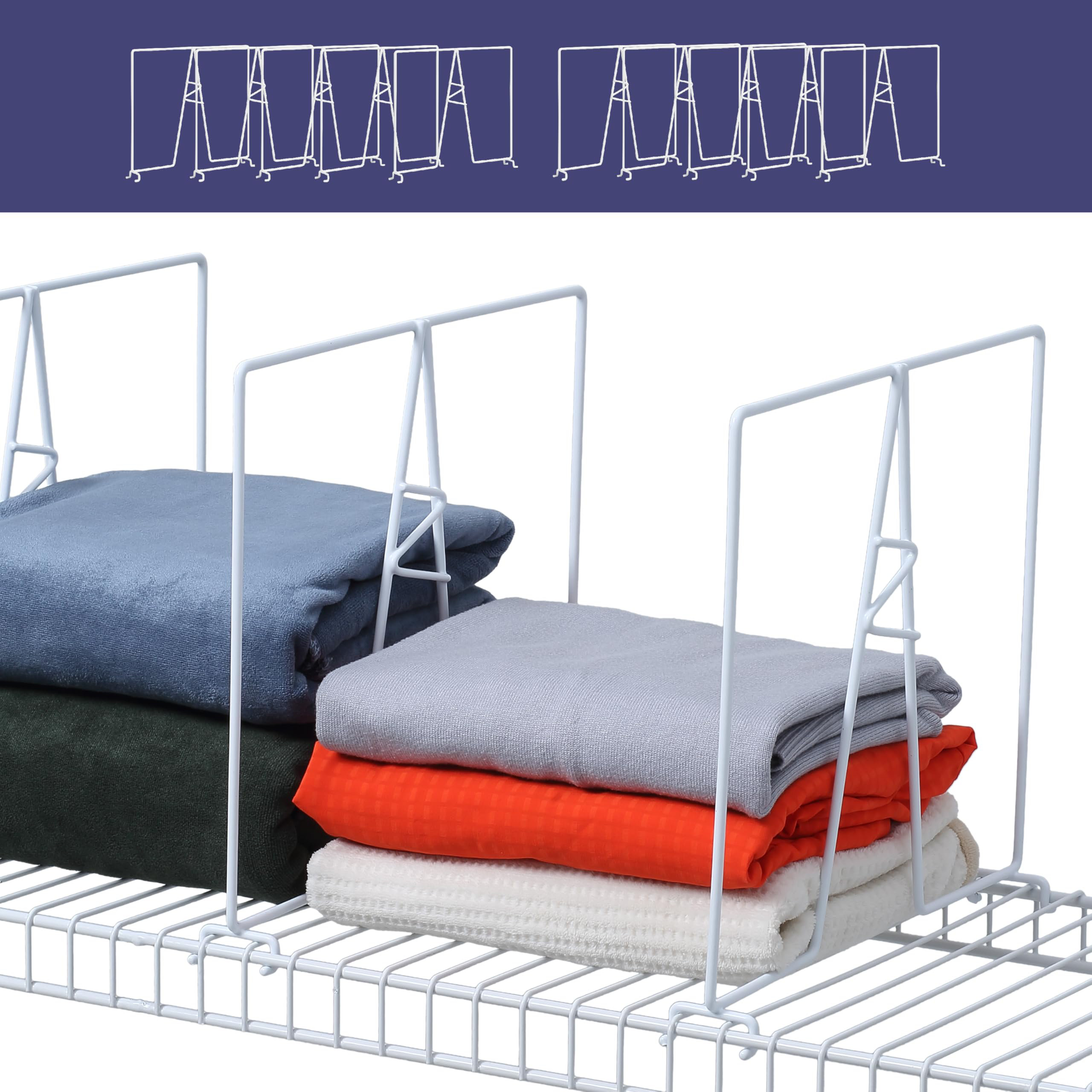 Rebrilliant 10-Pack White Wire Shelf Dividers - Closet Shelf Organizer ...