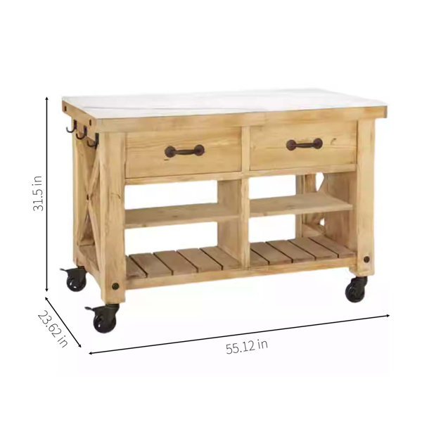 Hart Enjoy life Movable solid wood slab island platform | Wayfair