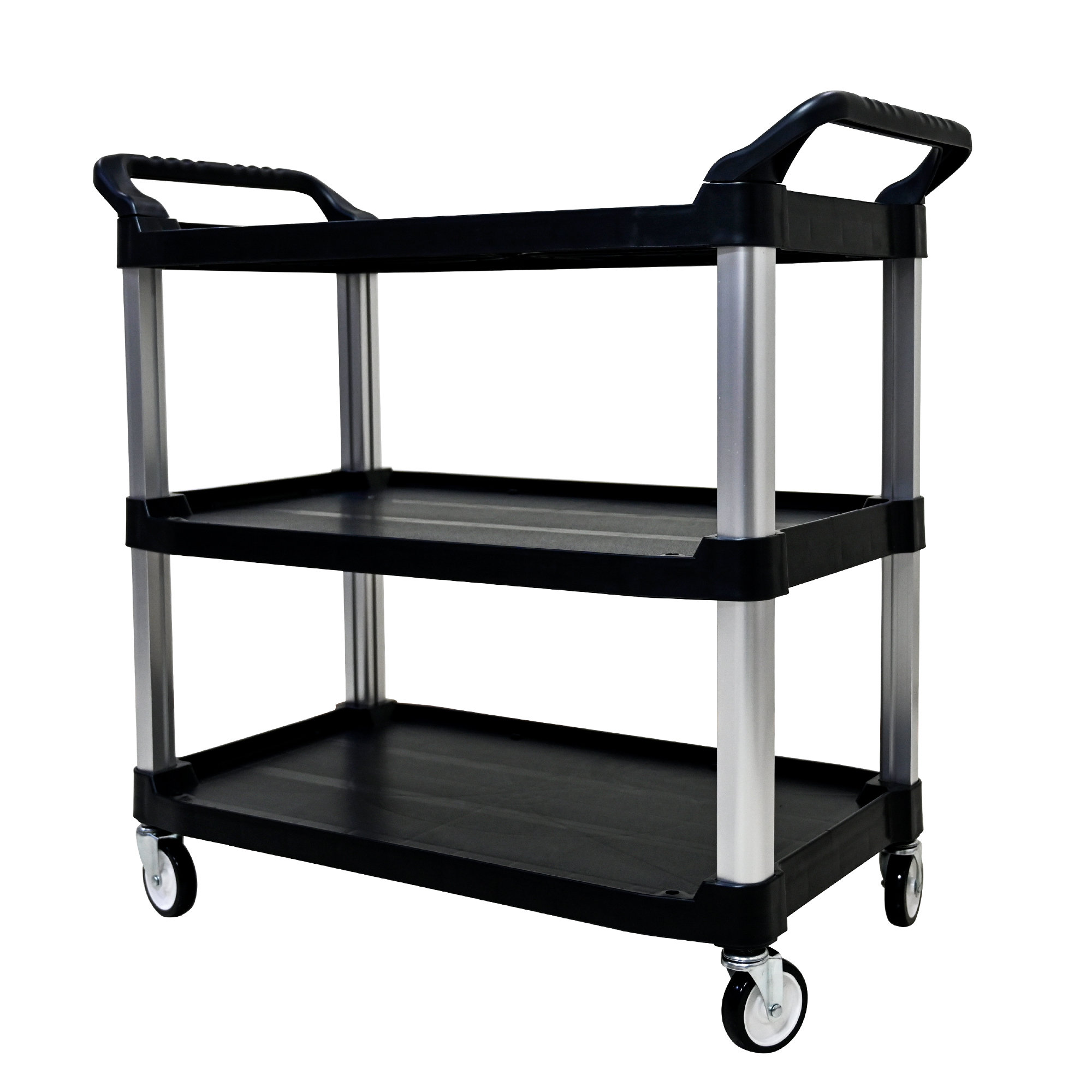17 Stories 40.1x20x38.1" Lockable Plastic Utility Cart in Black | Wayfair