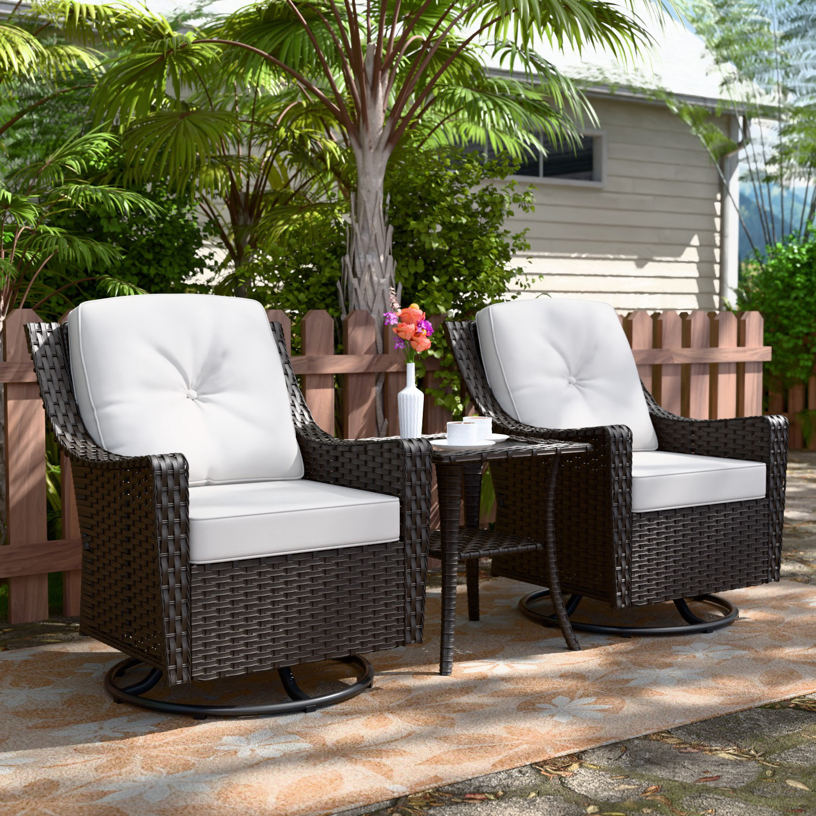 Red Barrel Studio® 2 - Person Outdoor Swivel Wicker Glider Seating ...