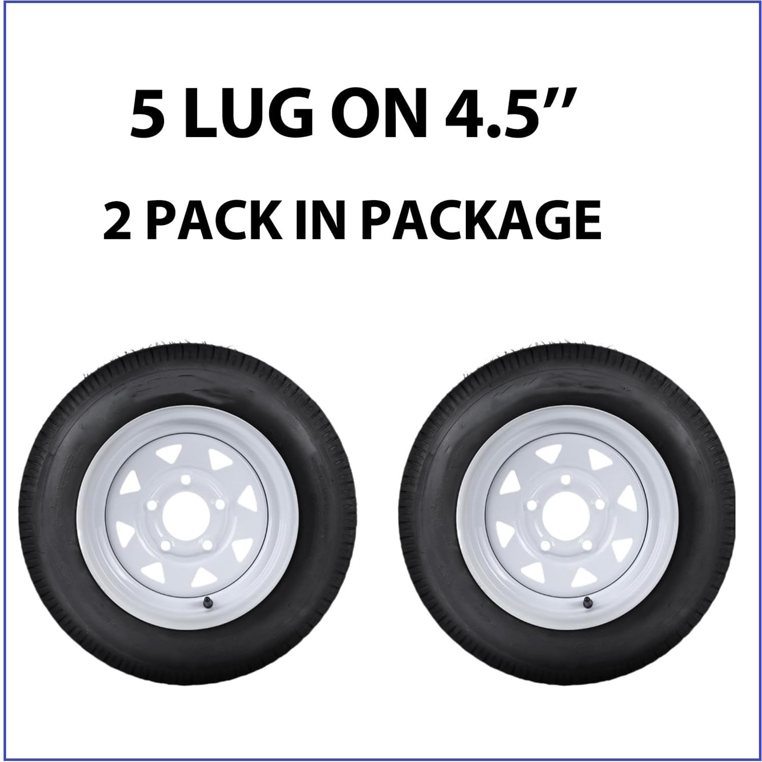 babevy 2 Pack St205/75d14 Trailer Tires, 5 Lug On 4.5", 6pr Load Range ...