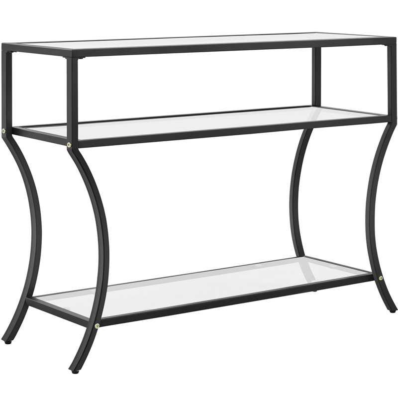 17 Stories 42 inch 3-tier Tempered Glass Console Table | Wayfair