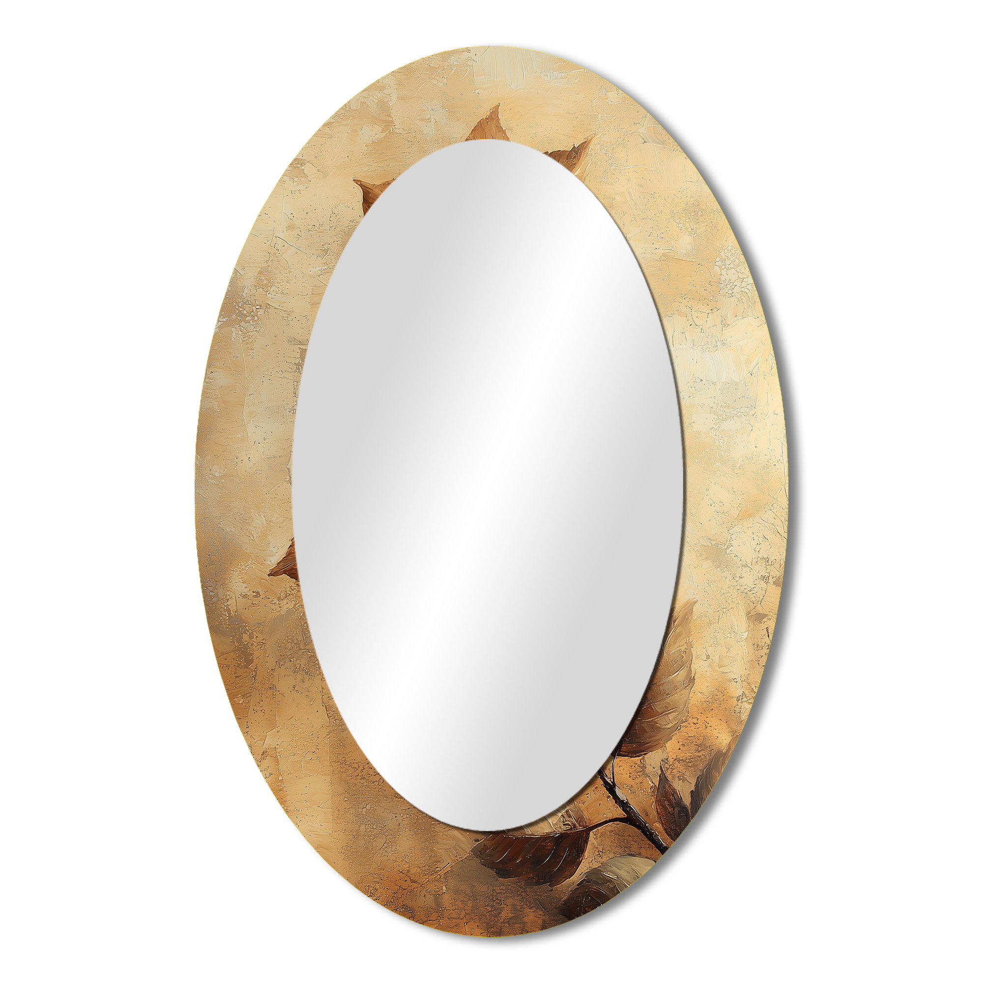 Dakota Fields Brown Faded Sepia Leaves III - Brown Tropical Oval Wall ...