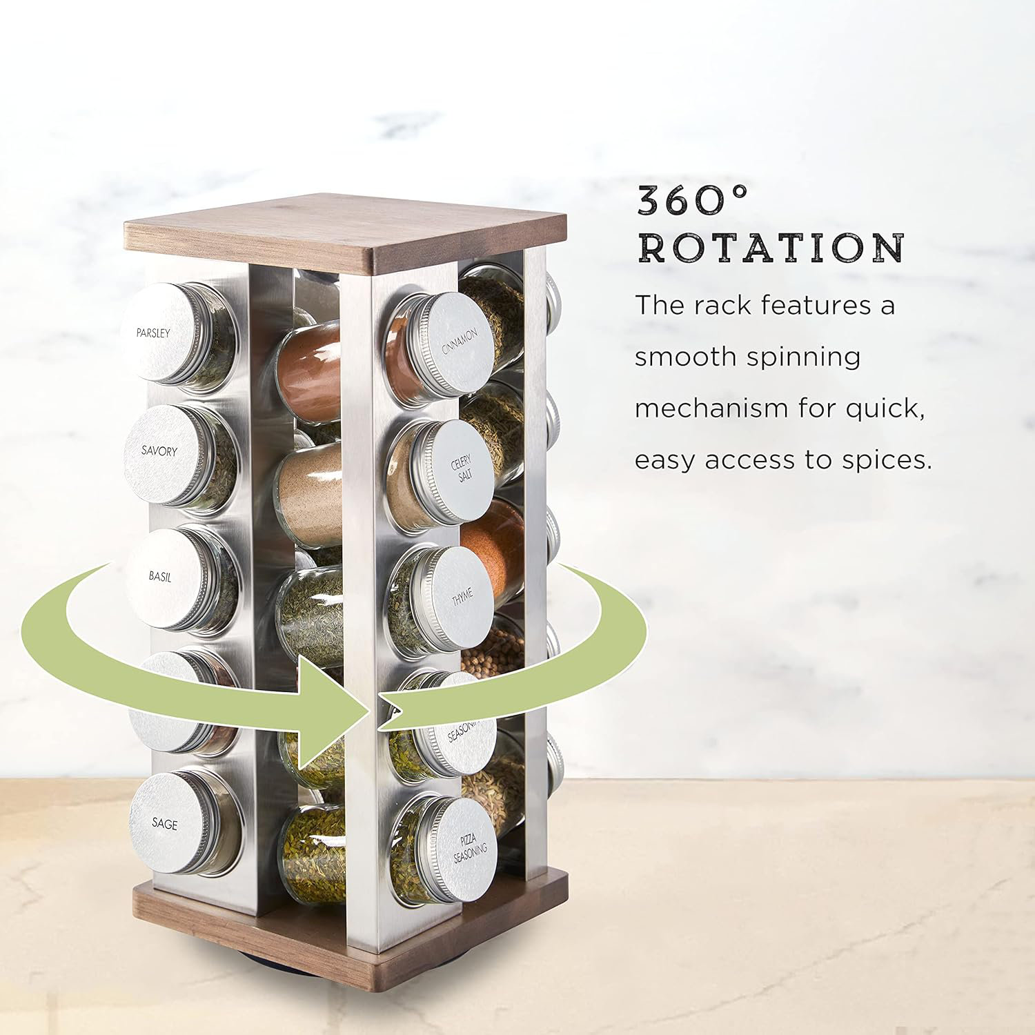 Latitude Run® 20 Jar Vintage Revolving Countertop Spice Rack Organizer ...