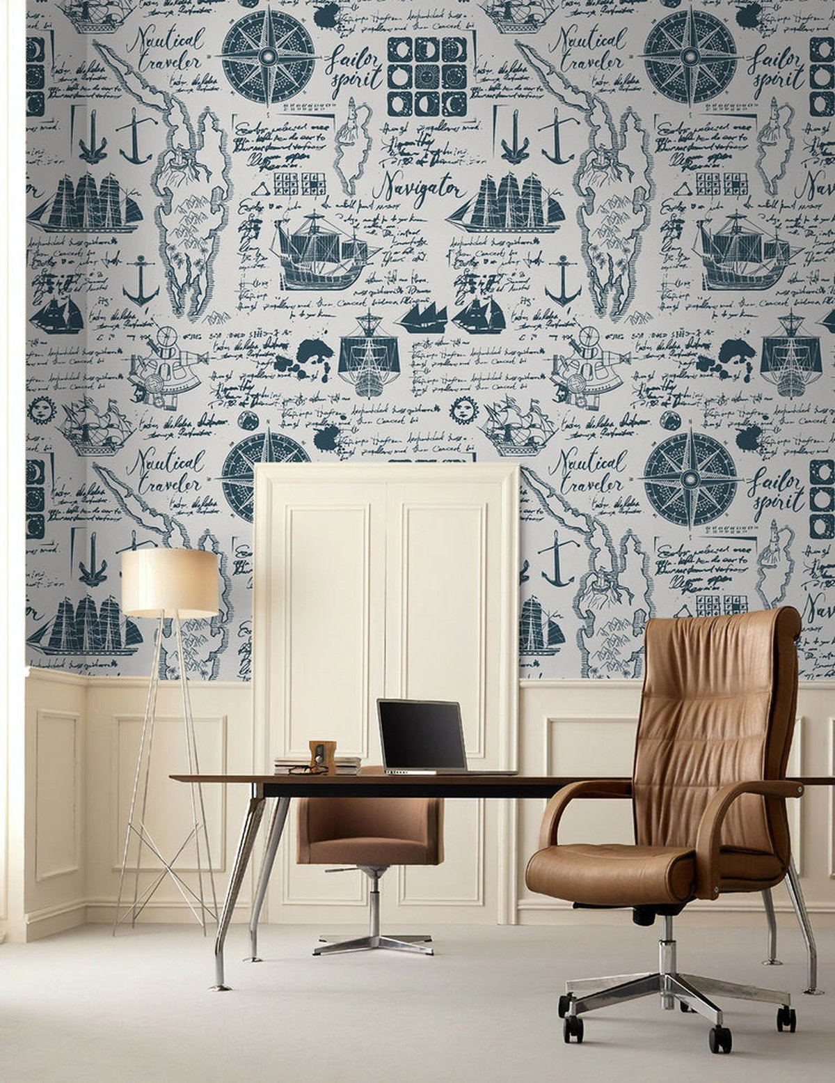 Breakwater Bay Sailor Travel Map Ship Pattern Removable Wallpaper ...