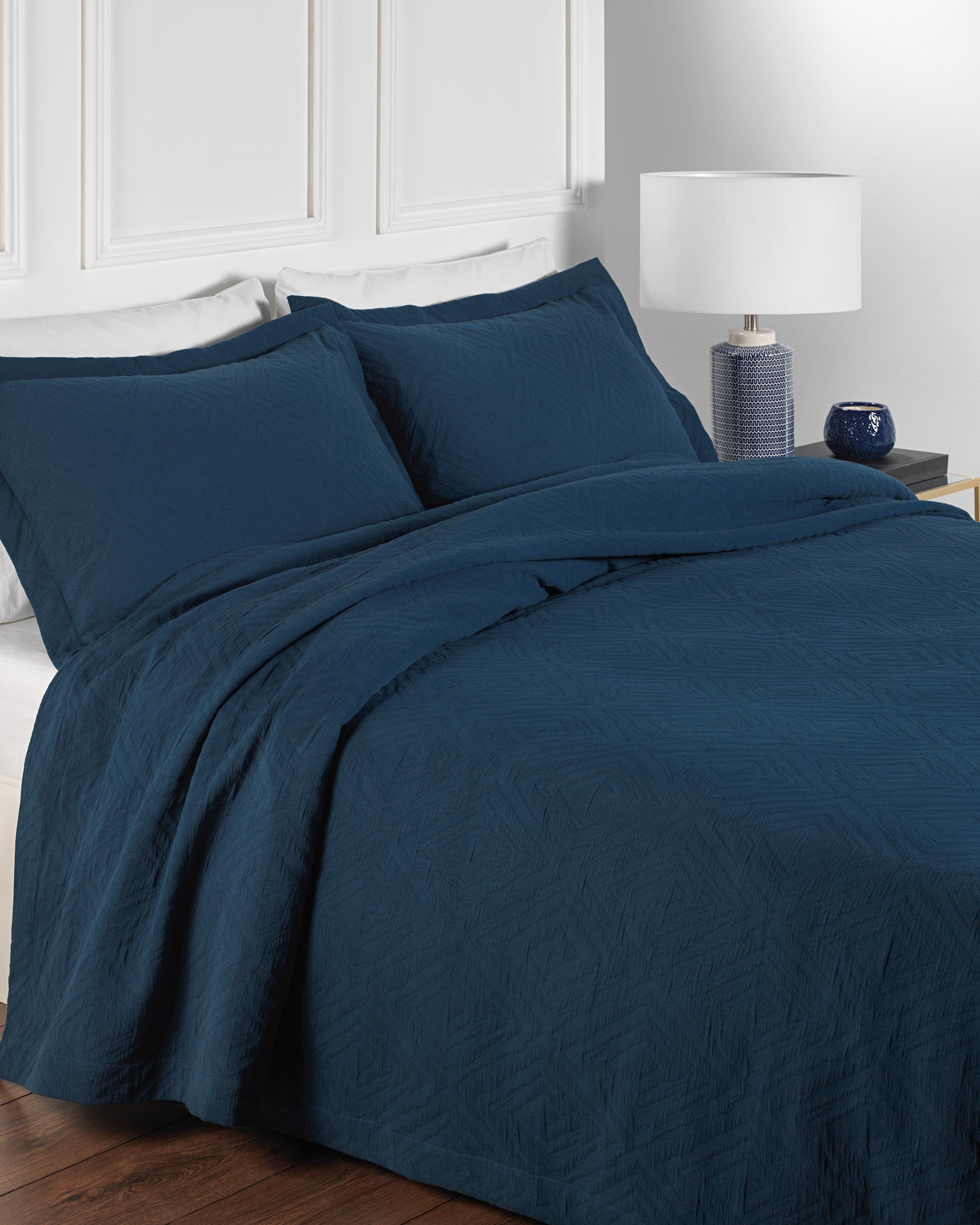 Design Port Padstow Denim Blue Cotton Bedspread & Reviews | Wayfair.co.uk