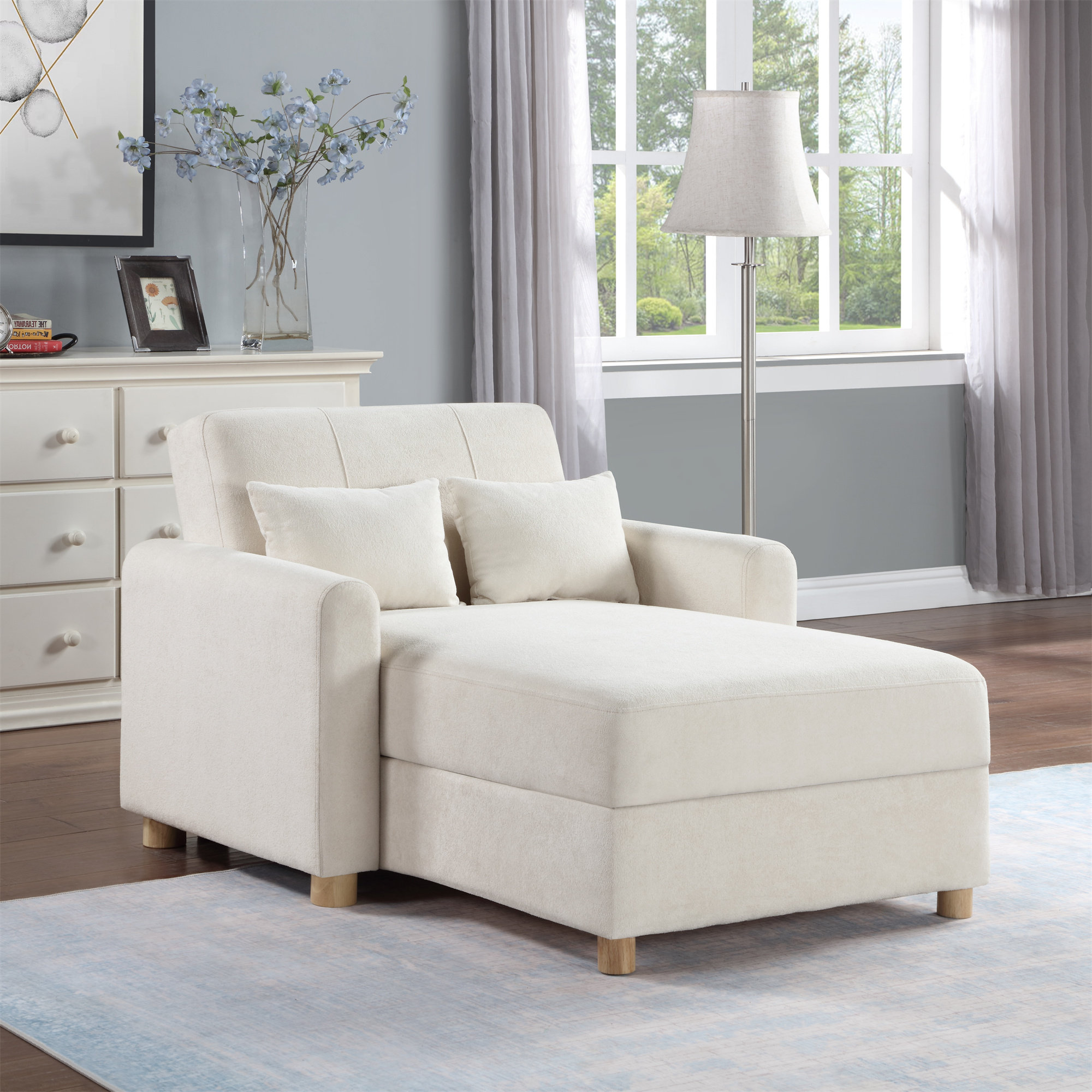 Latitude Run® Fabric Convertible Sleeper Chaise Lounge Chair With ...