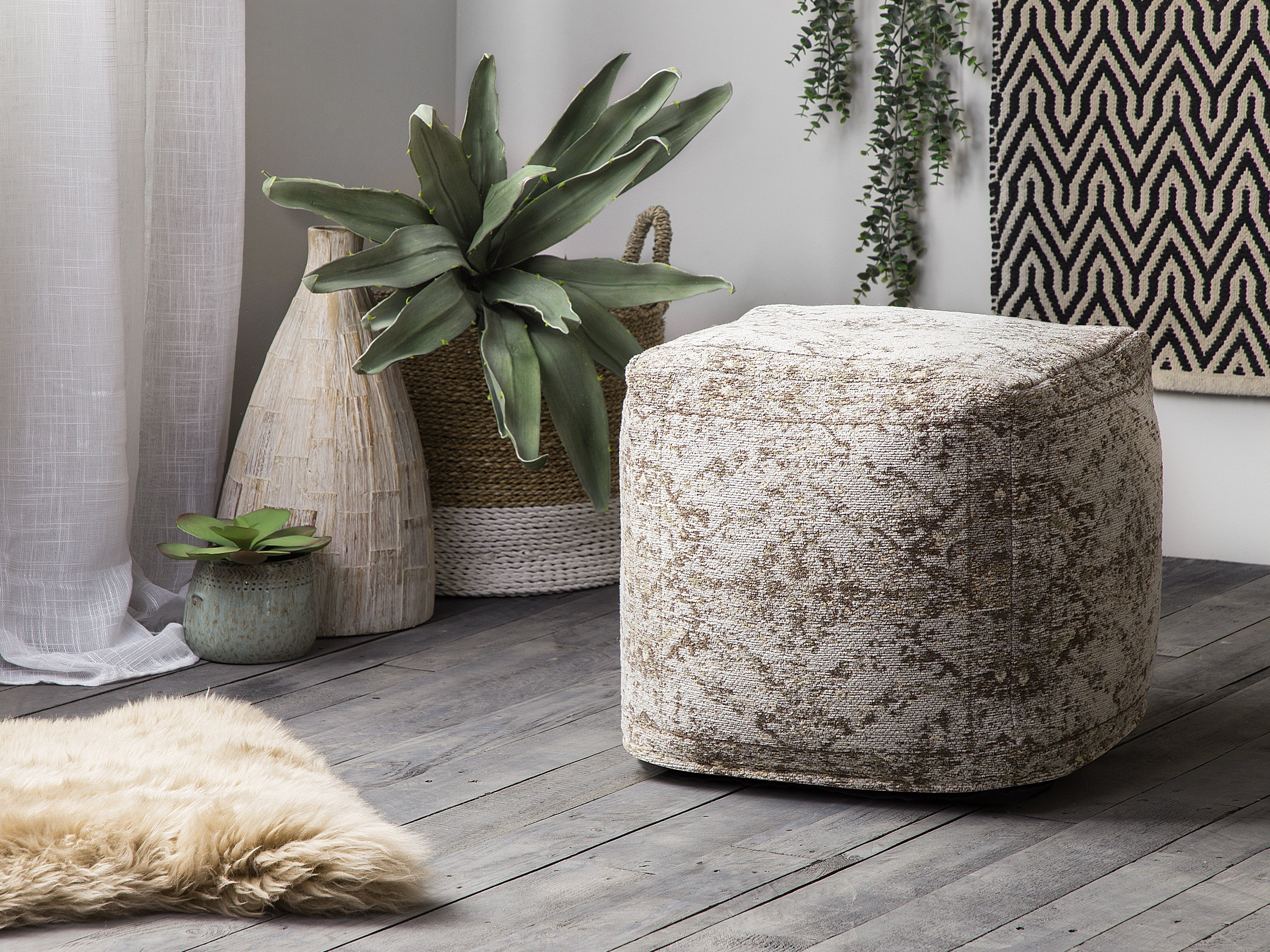 World Menagerie Classic 42Cm Wide Square Solid Colour Pouffe Ottoman ...