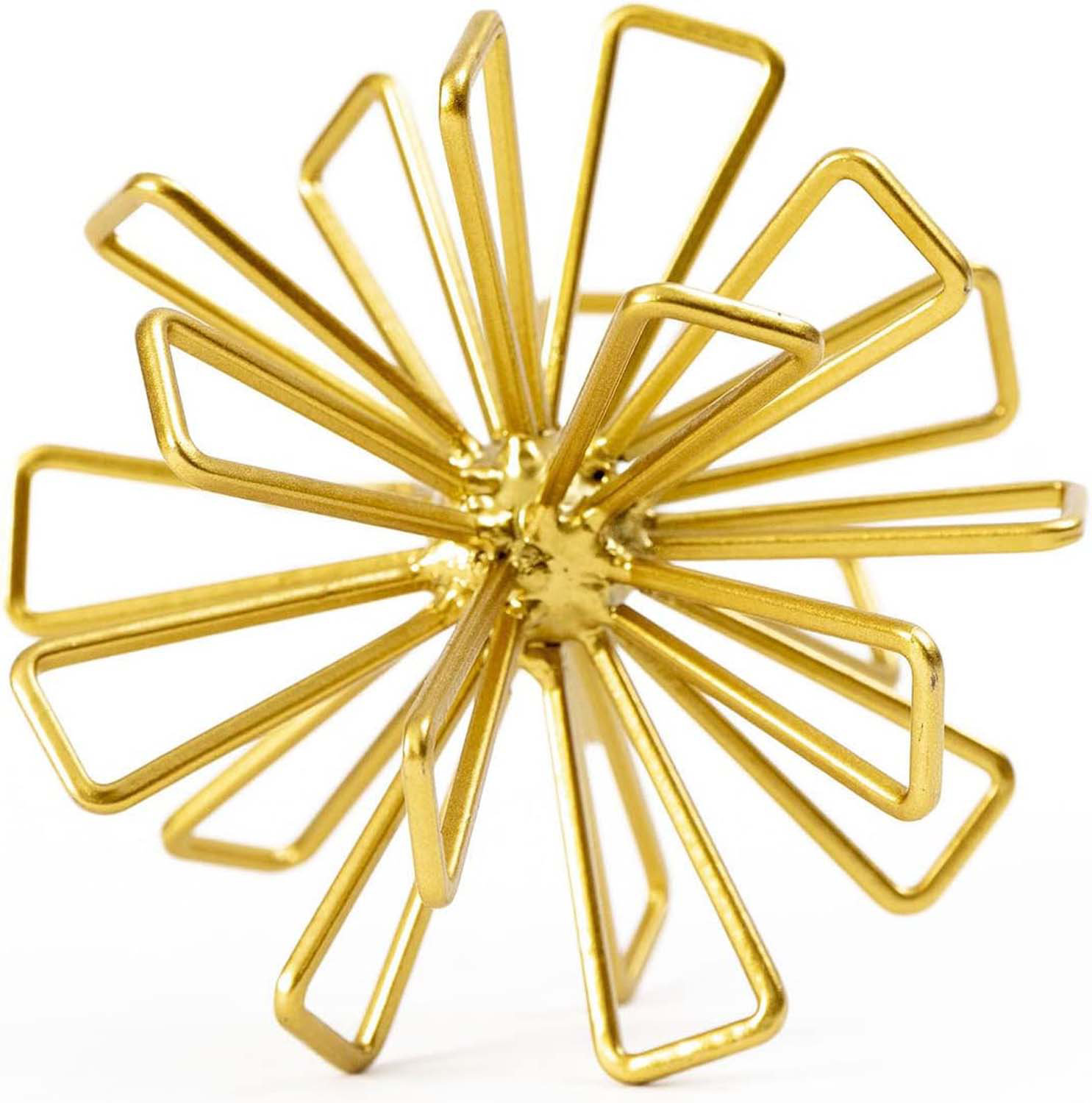 Ivy Bronx Metal Small Geometric Sculpture, 4.75" Gold Triangular ...