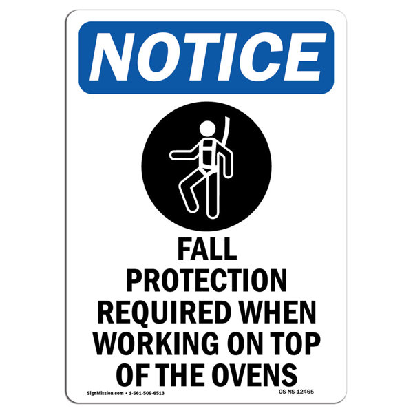 SignMission OSHA Notice - Fall Protection Required Sign With Symbol ...