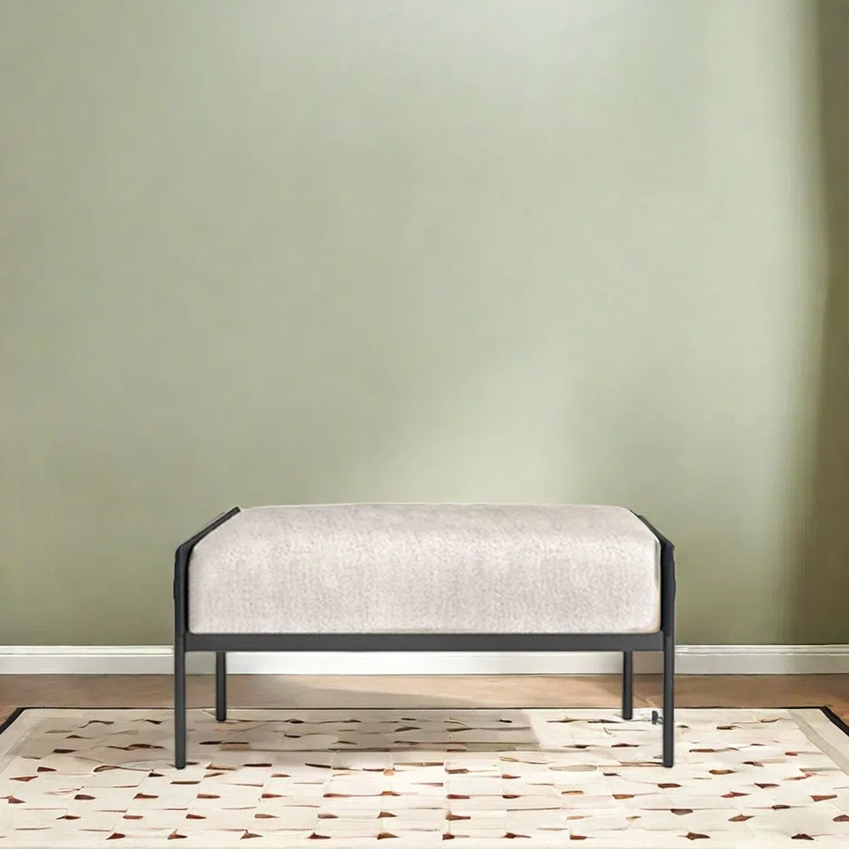 Hokku Designs Simple bench cloakroom rest stool metal feet | Wayfair