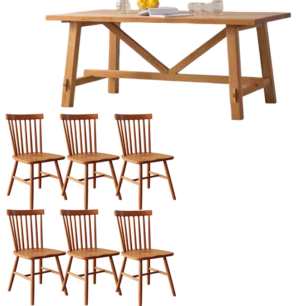 Waagy Japanese style all solid wood dining table set | Wayfair