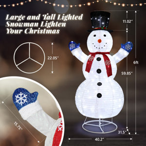 The Holiday Aisle® Jaicie 6ft Lighted Pop-up Snowman Christmas ...