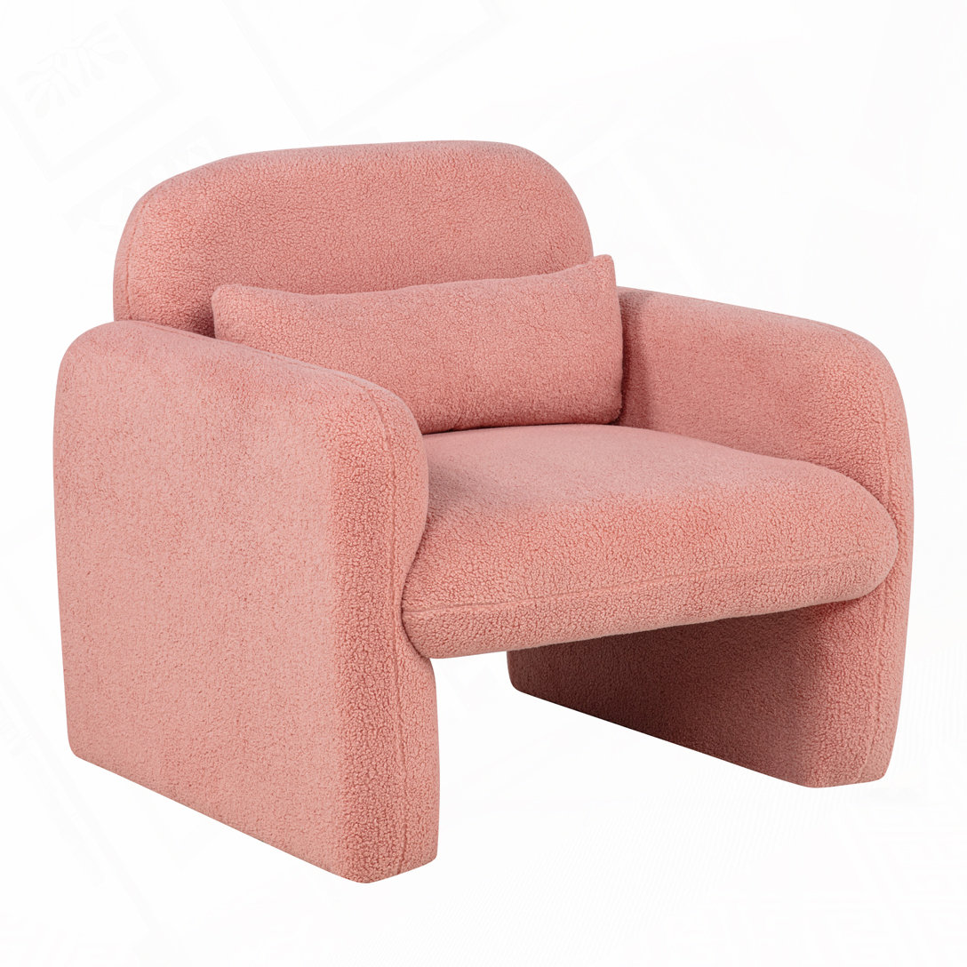 Ebern Designs Teddy Fleece Living Room Armchair, Accent Chair for ...