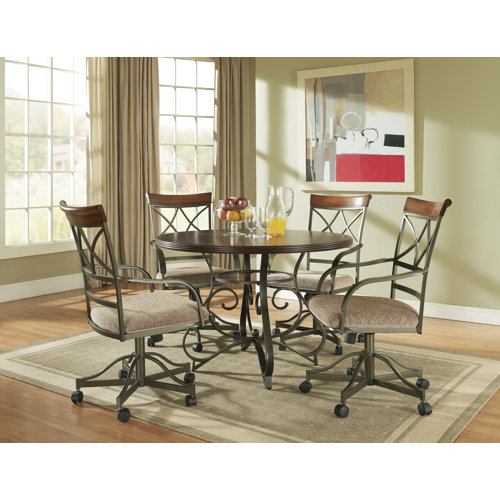 Winston Porter Jefferson 45" Round Table 5 Piece Swivel Dining Set ...
